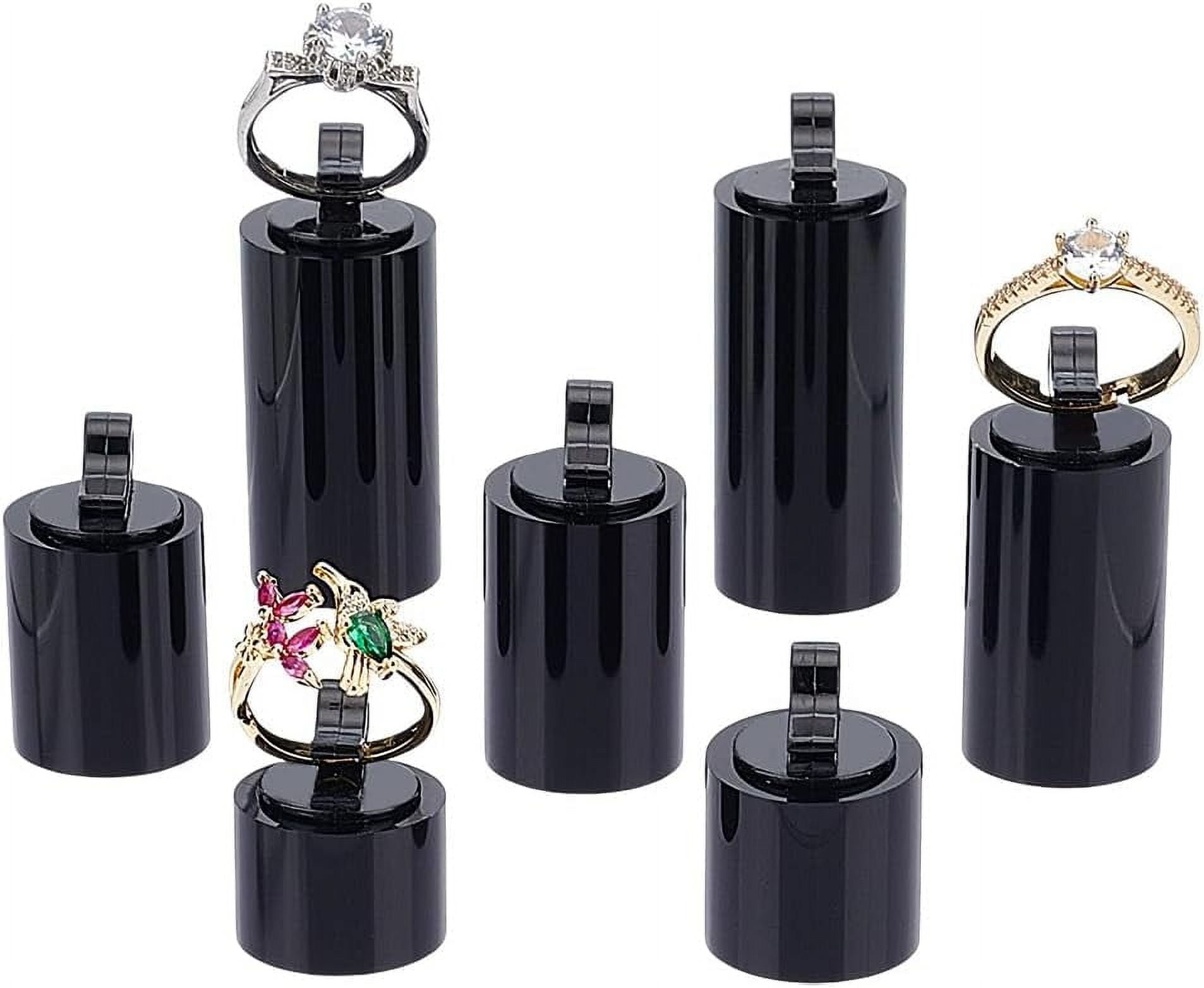 7Pcs Black Acrylic Ring Display Stand 7 Sizes Column Shape Ring ...