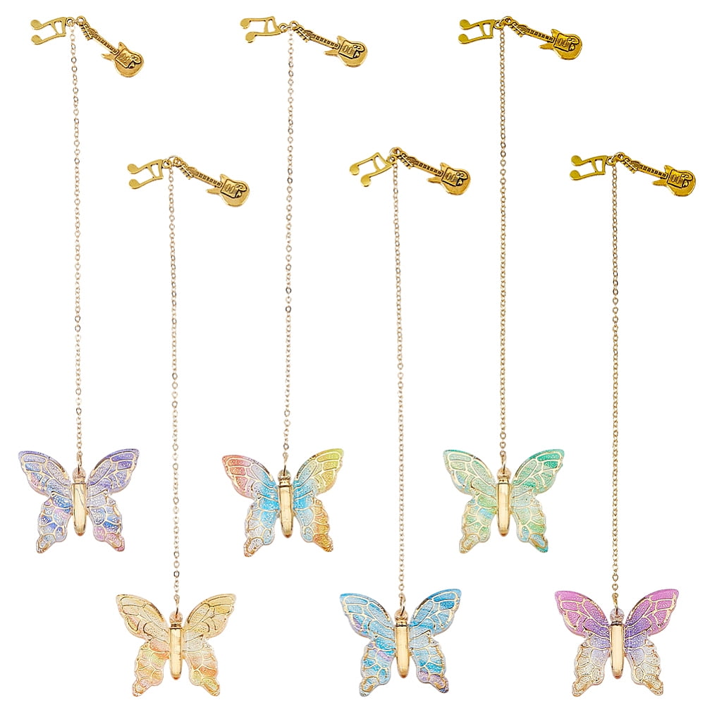 7Pcs Butterfly Acrylic Alloy Musical Note Guitar Charm Bookmark with ...