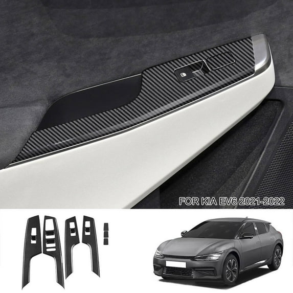 7Pcs Car Interior Door Handle Bowl Cover Trim Carbon Fiber Style Fit ...