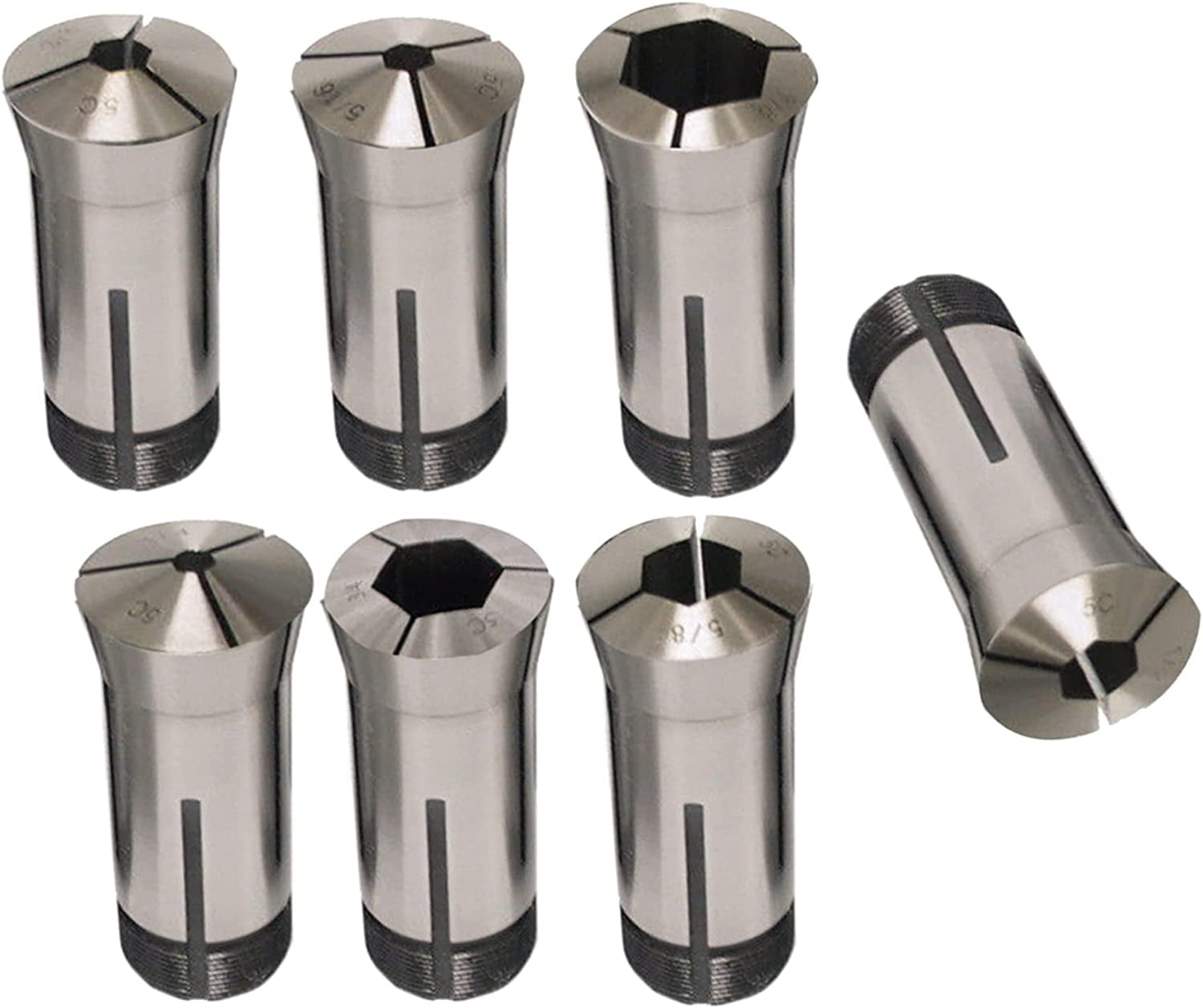 7Pcs Carbon Steel 5C Hex Collet Set 1/4-7/8 Inch Fit for Machining ...