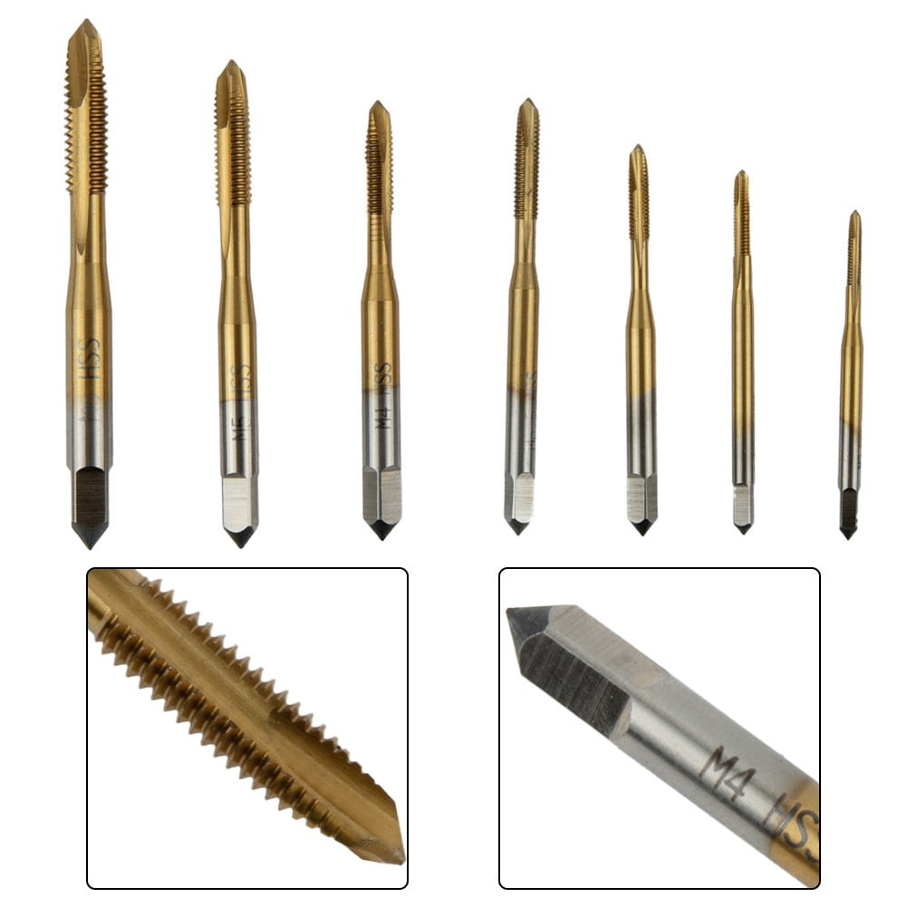 7Pcs Coated Thread Tap Drill Metric Hss6542 Spiral Fluted Screw Tap M2 M2.5 M3 M3.5 M4. M5 M6 ...