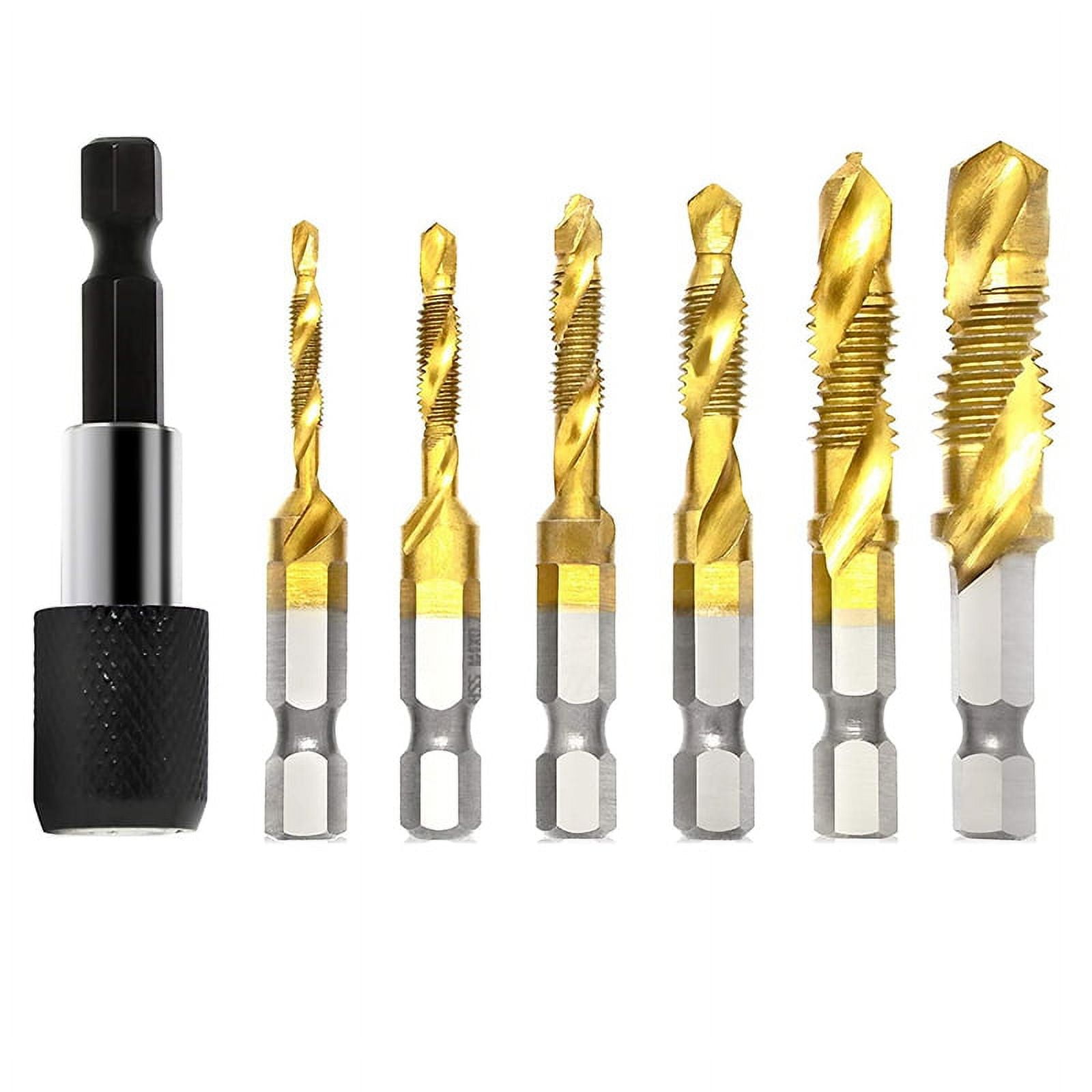 7Pcs Combination Drill and Tap Bit Set Coated Screw Tapping Bit Tool ...