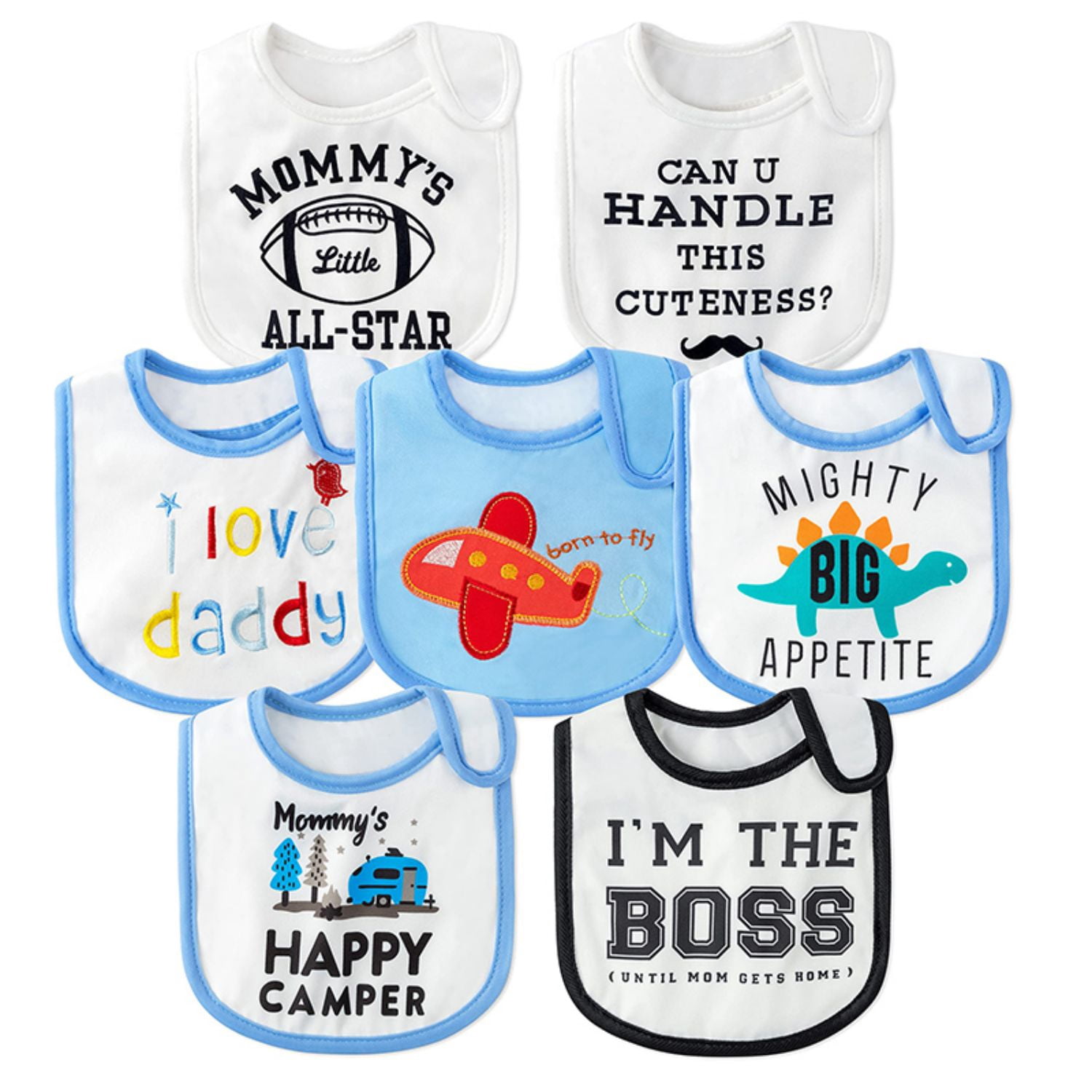 7Pcs Cotton Waterproof Baby Bib for Drooling Feeding Eating Teething, 6 ...