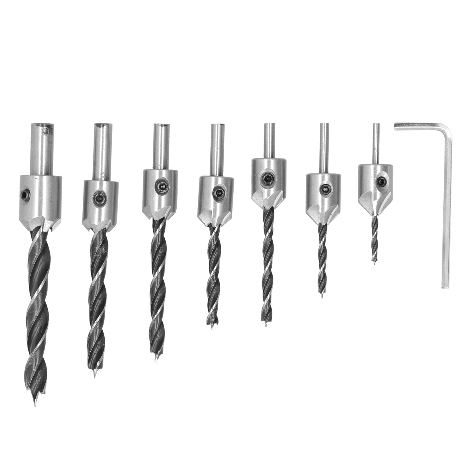 7Pcs Countersink Drill Bits Set Woodworking High Speed Steel Counter ...