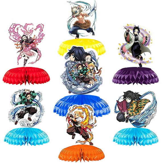 7Pcs Demon Slayer Party Supplies Set Honeycomb Centerpieces Double ...
