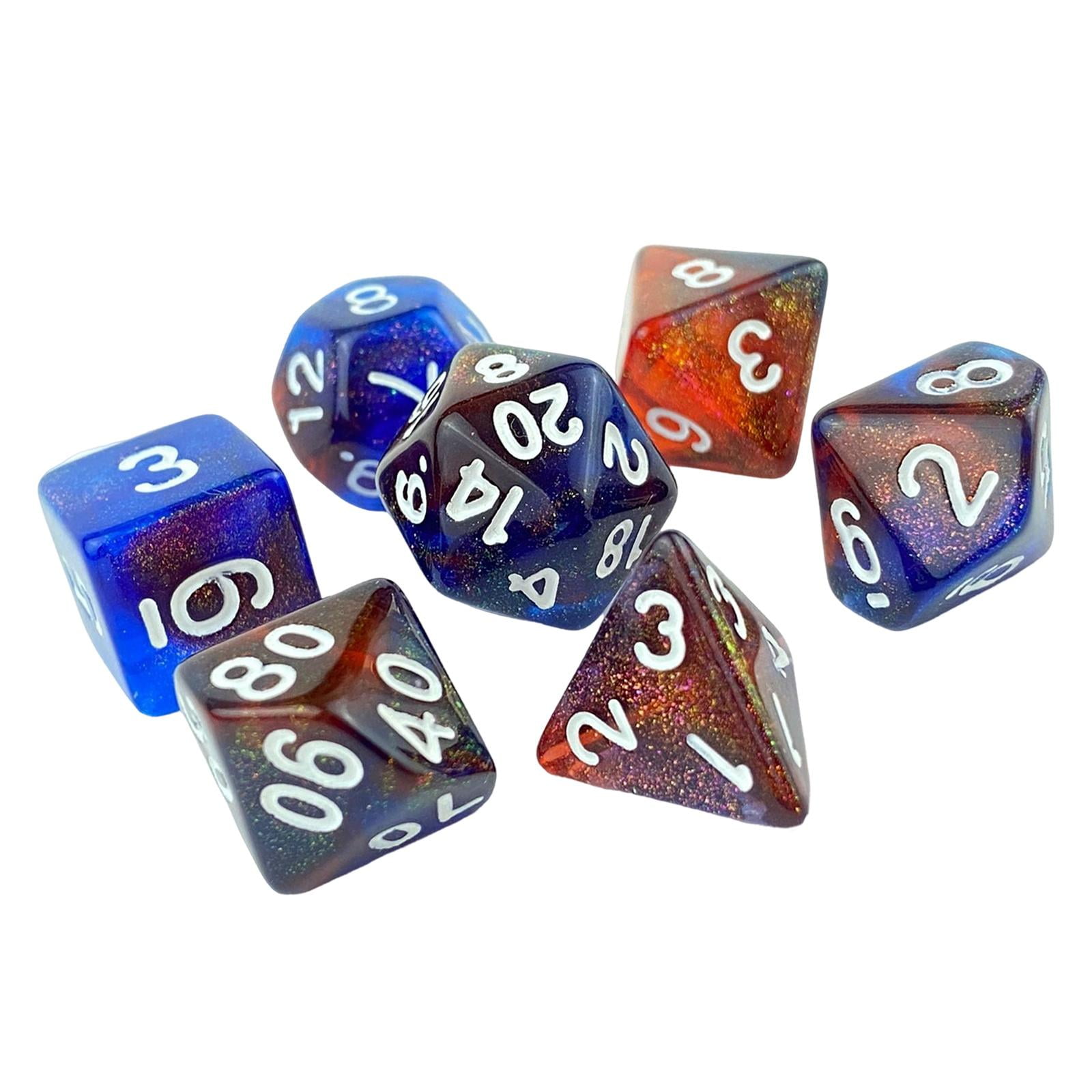 7Pcs Dices Set Assorted Double Colors Polyhedral Dices for Roll Playing ...