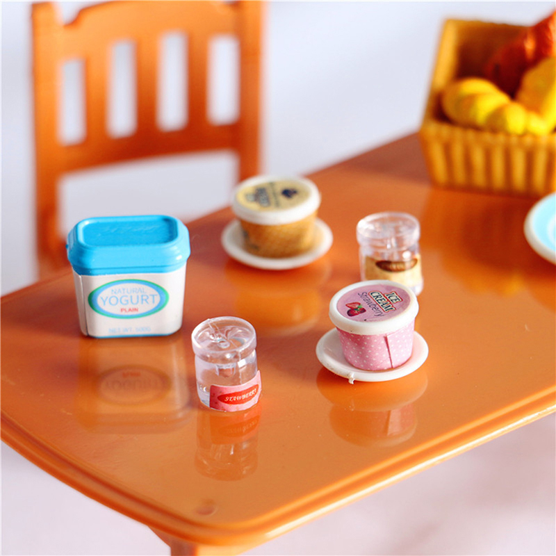 7Pcs Dollhouse Miniature Yogurt ice cream Toys Doll Food Kitchen ...