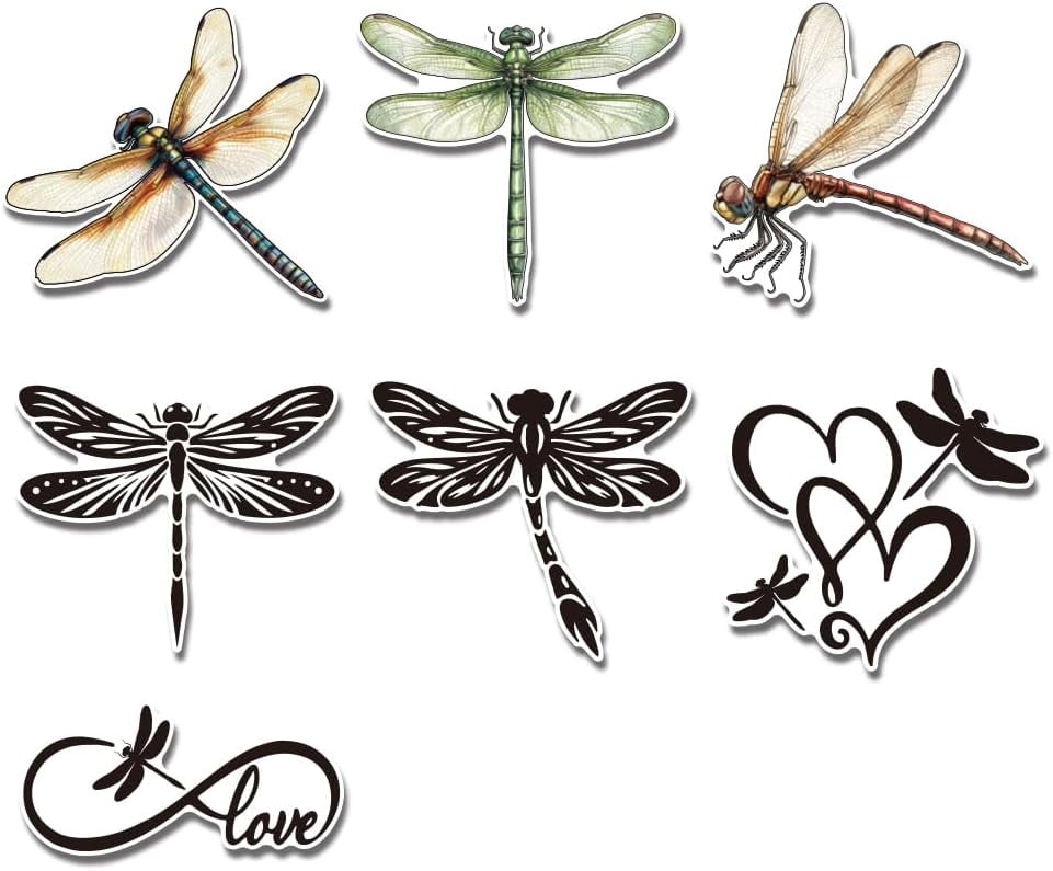 7Pcs Dragonfly Car Decal Set Dragonfly Heartbeat Waterproof Vinyl Decal ...