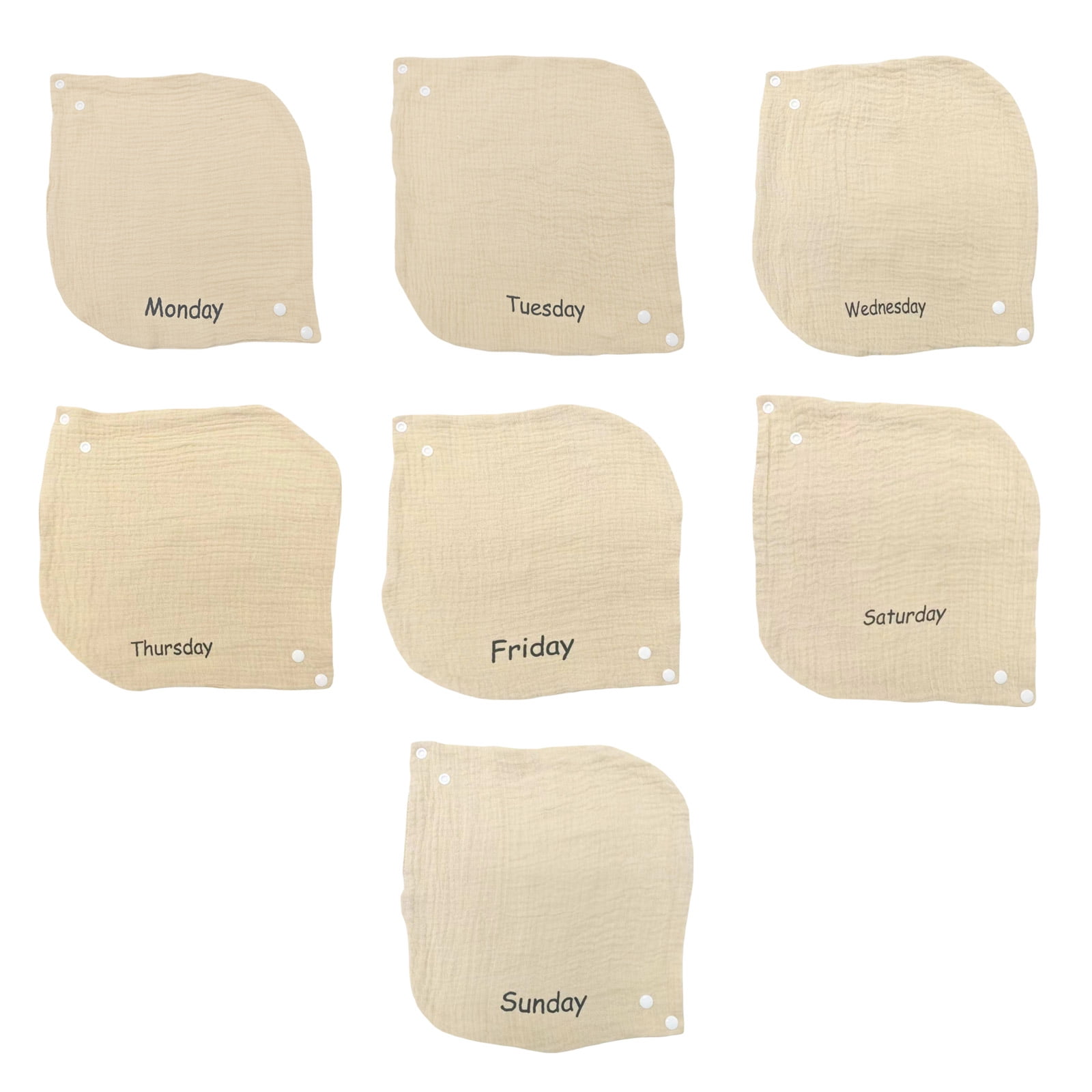 7Pcs Drooling Apron Week Series Burp Cloths Strong Absorbent Feeding ...