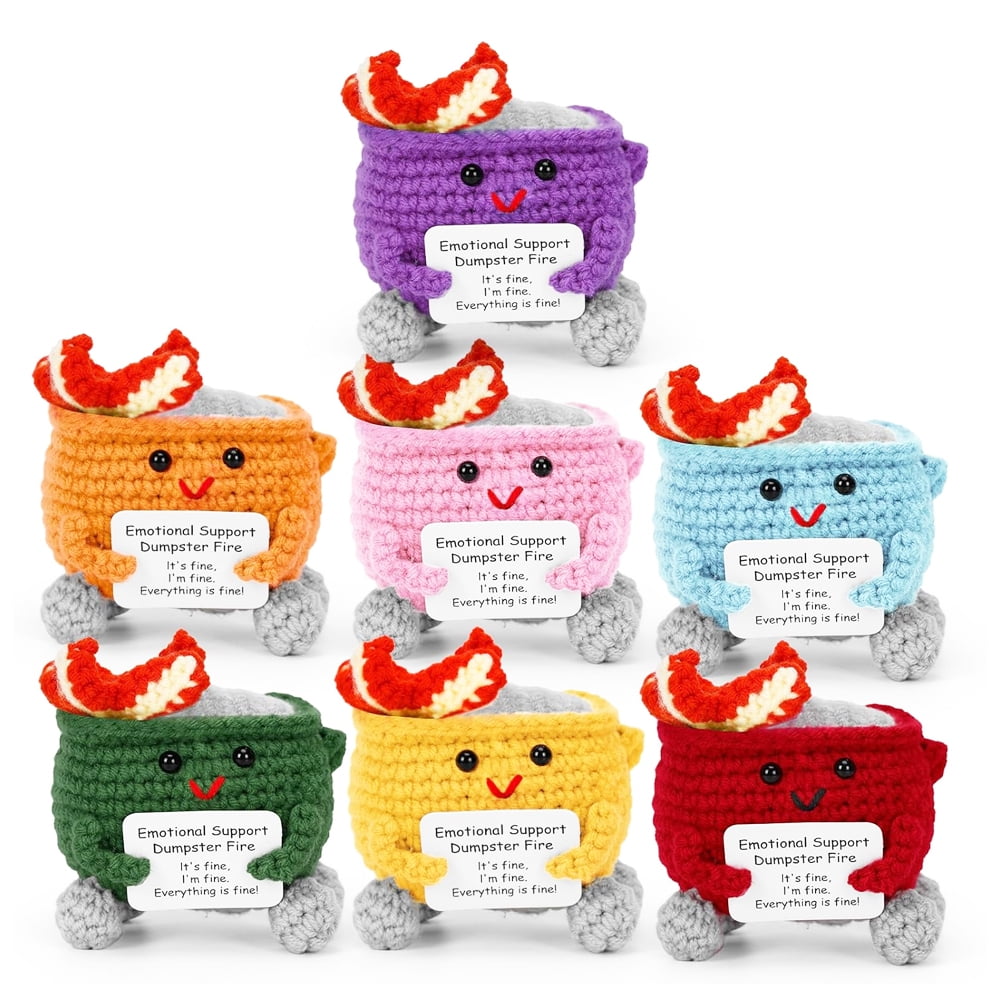 7Pcs Emotional Support Crochet Dolls, Positive Doll Crochet Doll ...