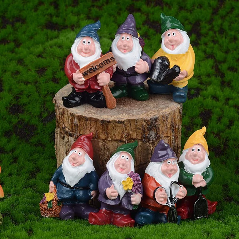 7Pcs Fairy Garden Accessories Outdoor Decor, Garden Gnome Figurines Set ...
