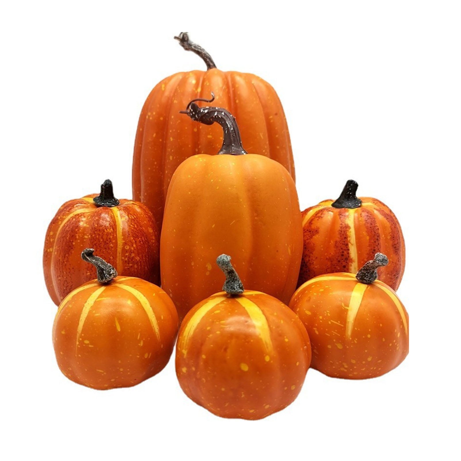 7Pcs Fall Artificial Pumpkin Statues Fake Pumpkin Table Figurine ...
