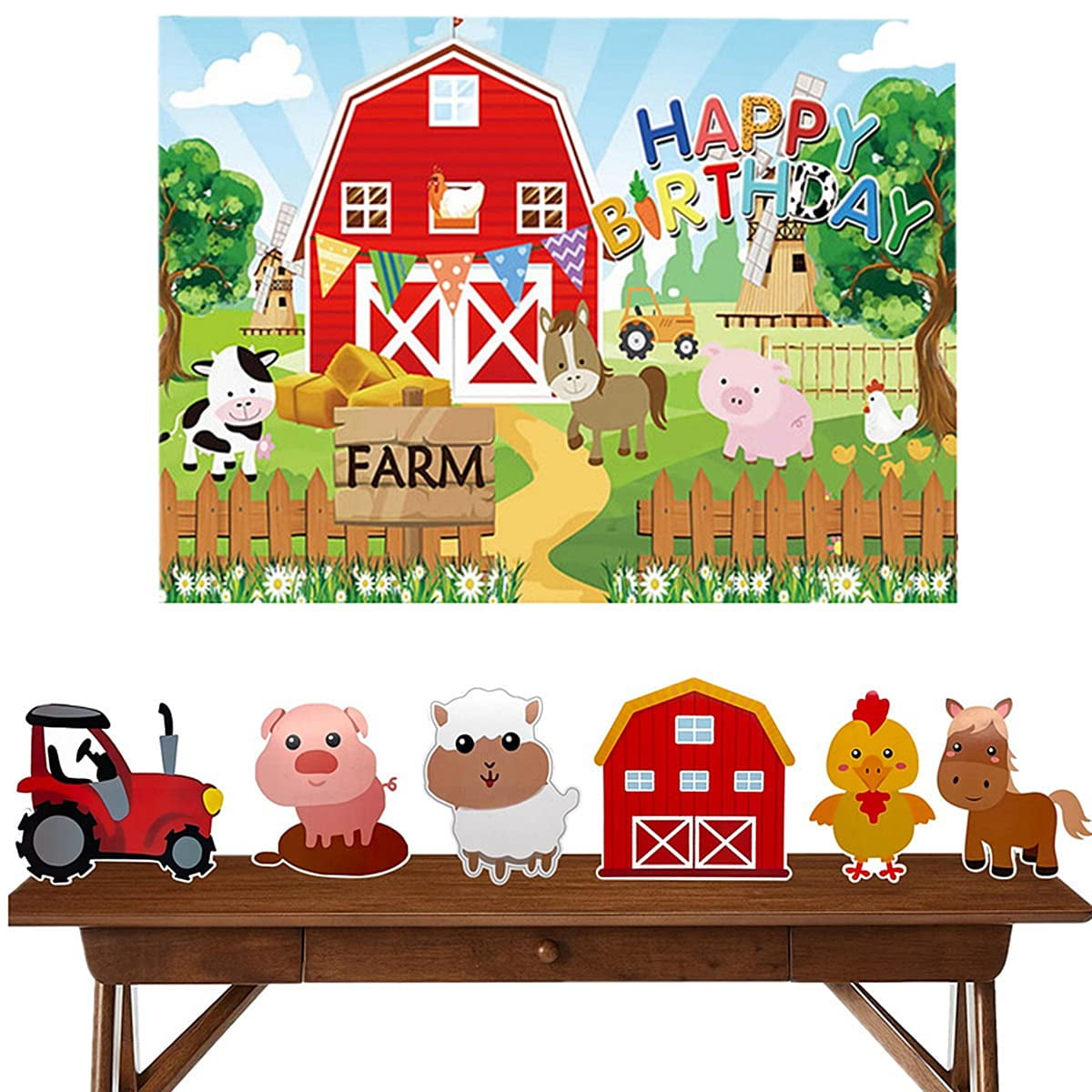 7Pcs Farm Themed Party Supplies,Indoor and Outdoor Farm Animals 3D ...