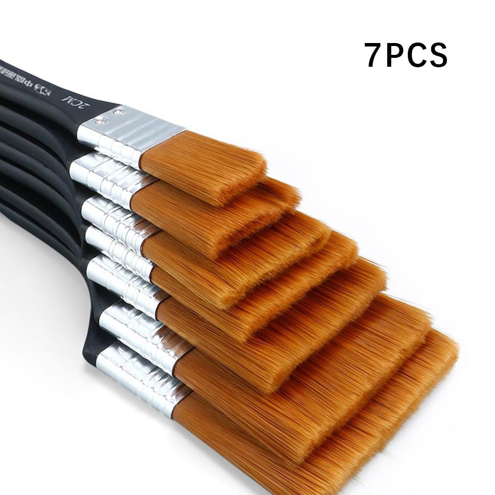 7Pcs Flat Art Paint Brushes Set Assorted Size Nylon Painting Brushes ...