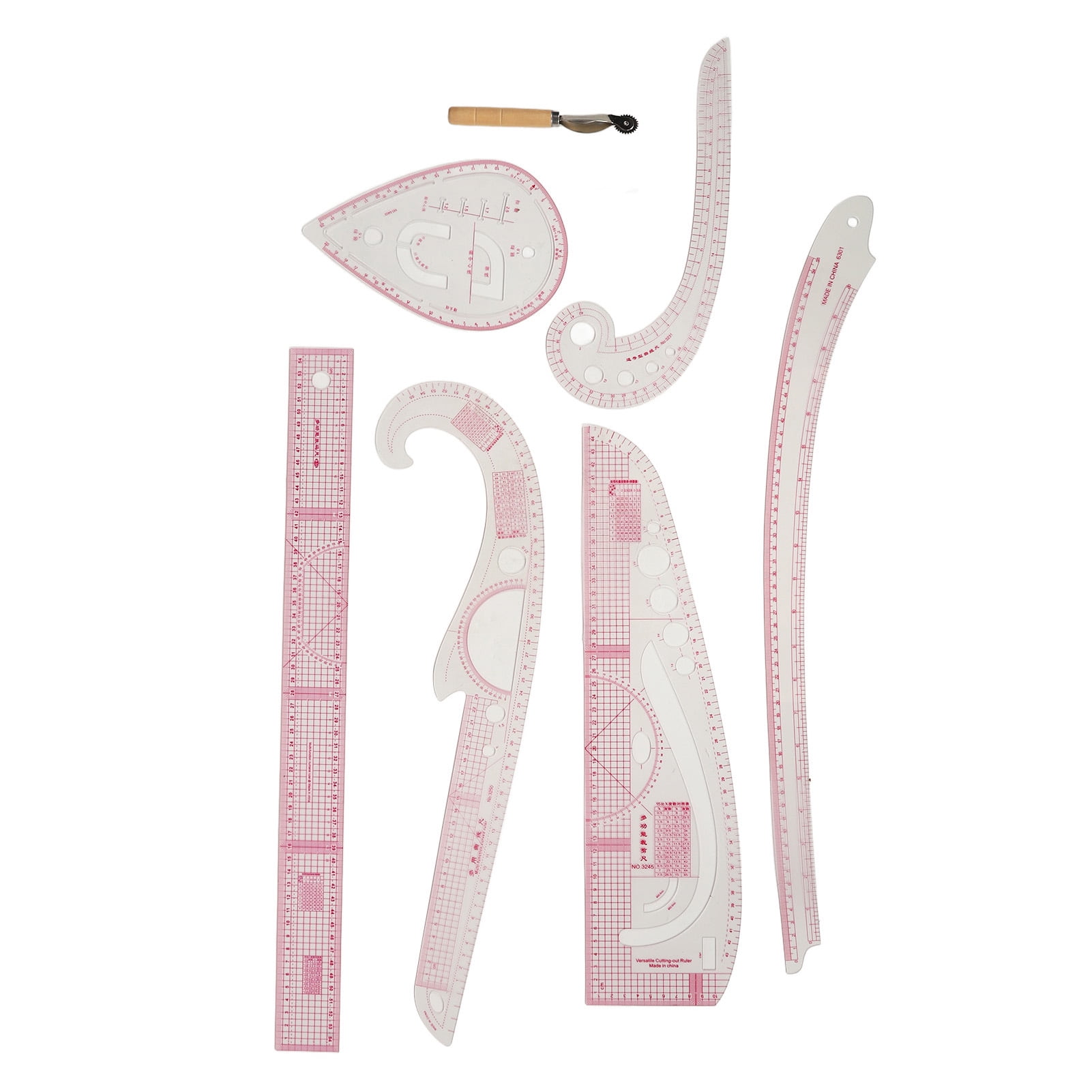 7Pcs French Curve Ruler Transparent PVC CM MM High Accuracy Durable ...