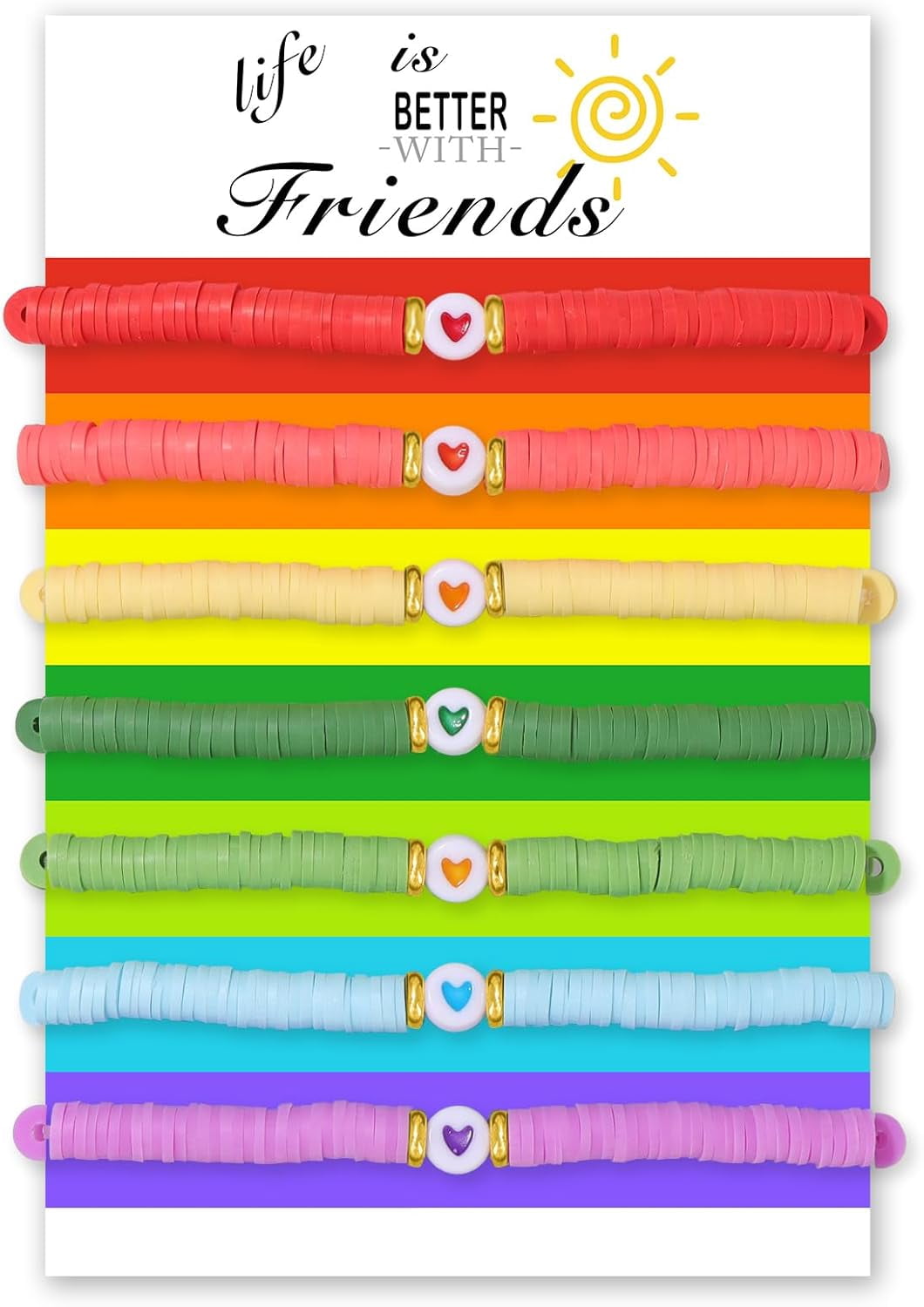 7Pcs Friendship Bracelets Beaded Bracelets Cute Heishi Surfer Clay Bead ...