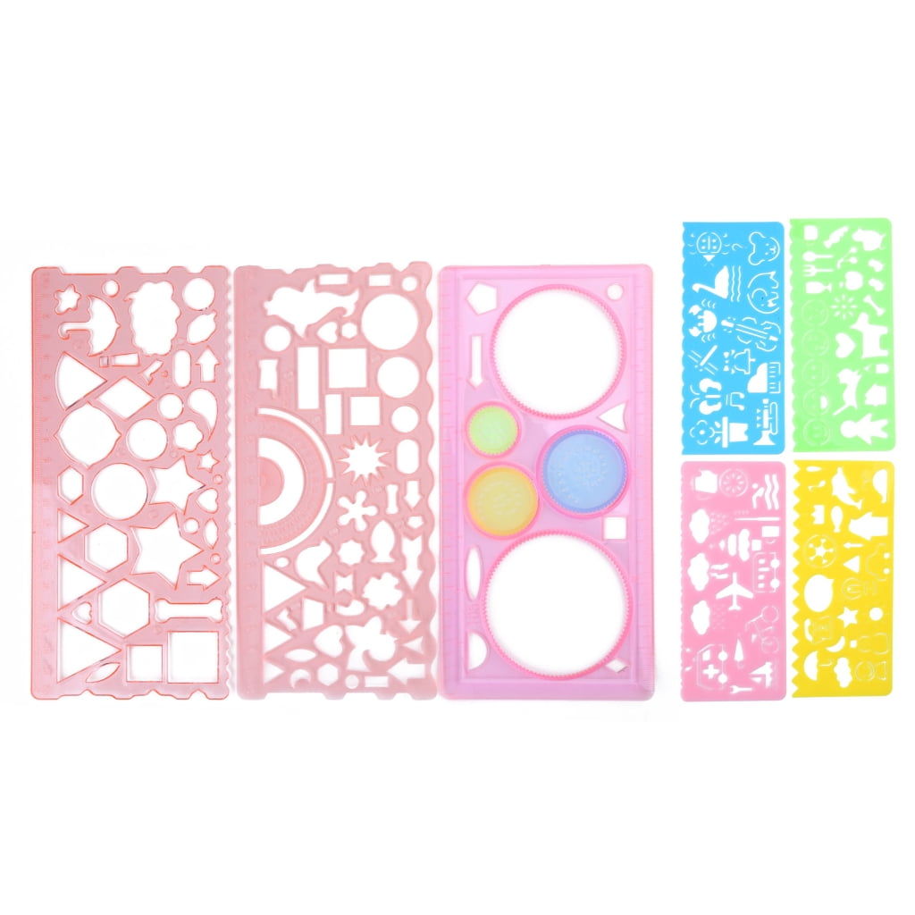7Pcs Geometric Drawings Templates,Drafting Stencils Measuring Tools ...