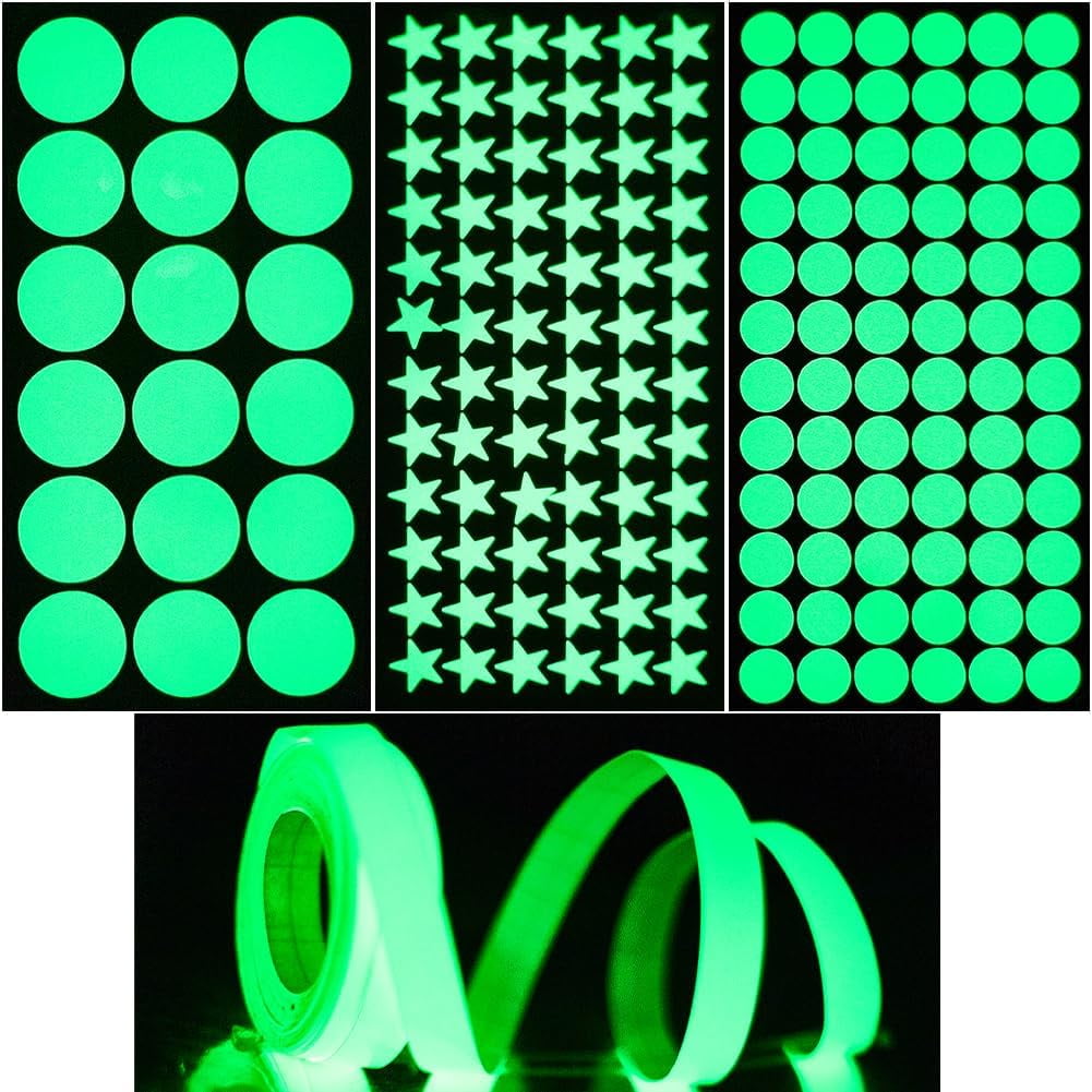 7Pcs Glow in The Dark Tape Sticker Switch Button Night Warning Safety Signs Self-Adhesive ...