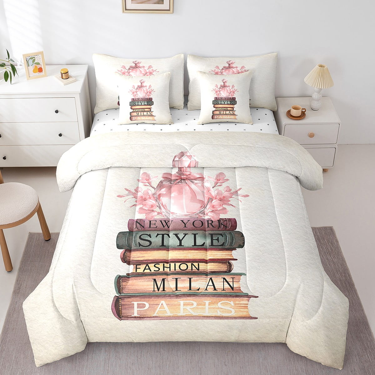 7Pcs Gorgeous Perfume Bedding Full, Modern Fashion Design Comforter Set ...