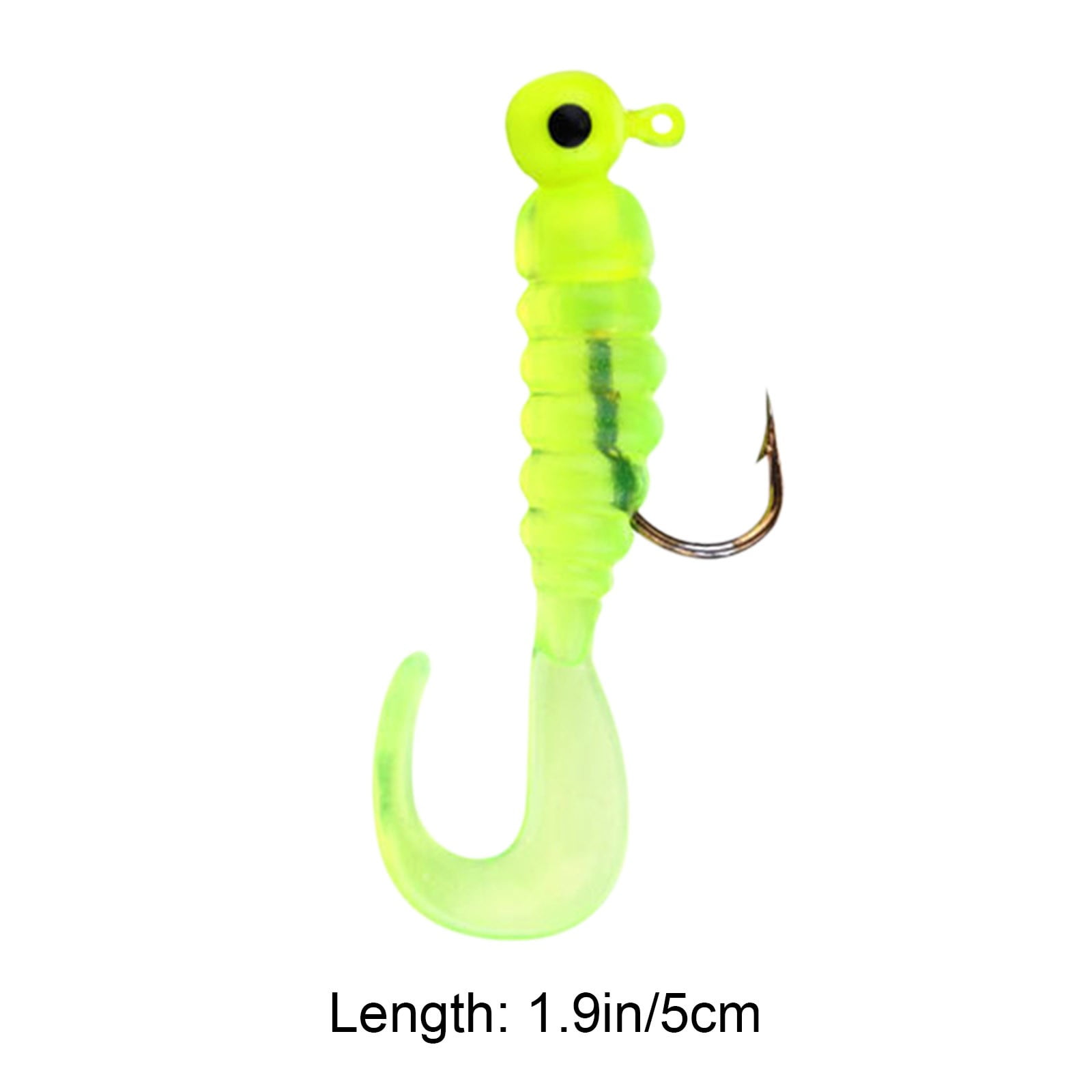7Pcs Grub Lures Fishing Jigs Head Hooks Kit- Soft Plastic Grub Tail Worm Lure Bait Crappie Jigs ...