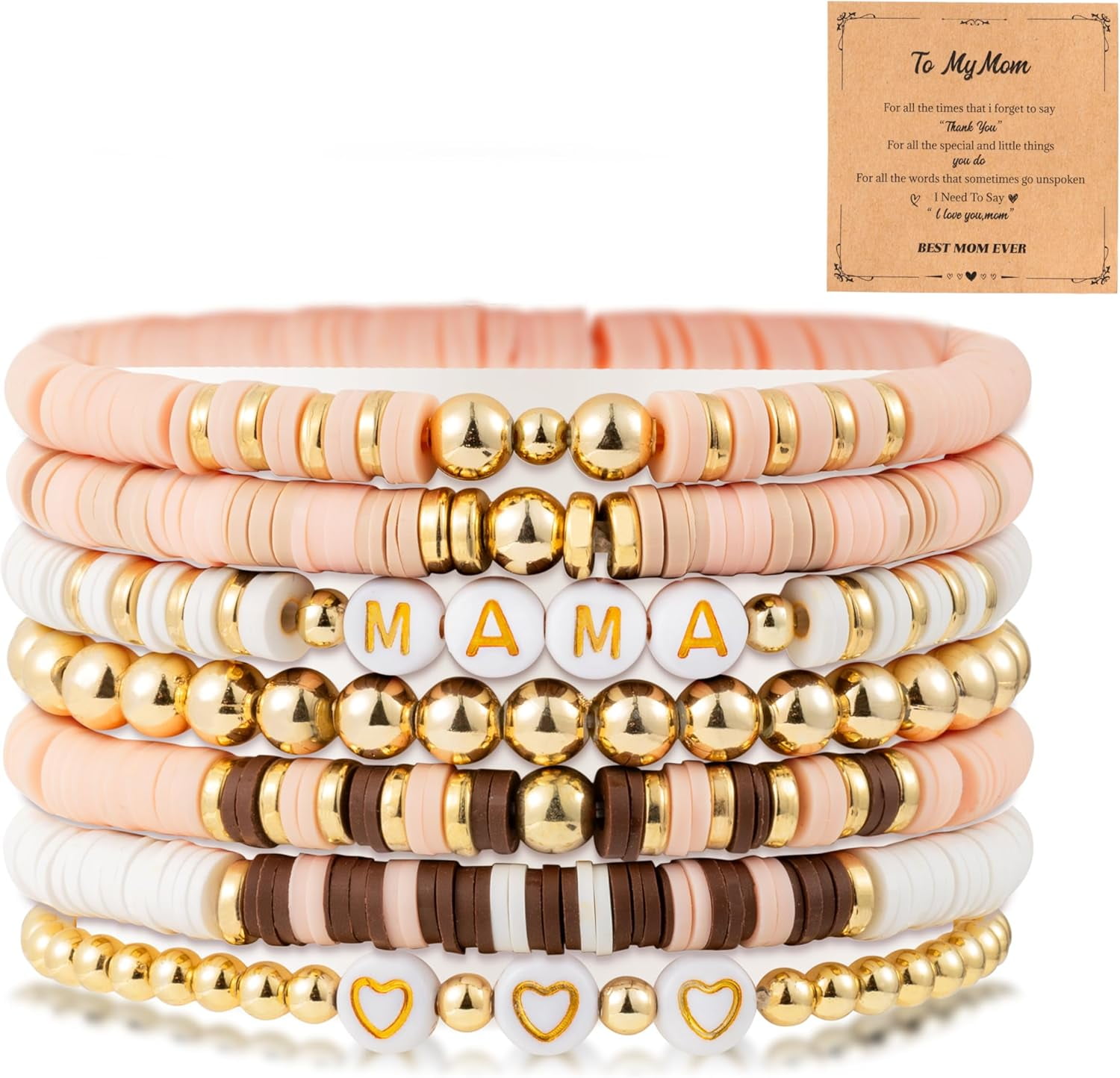 7Pcs Heishi Surfer Bracelets Set Colorful Preppy Smile Evil Eye Beaded ...