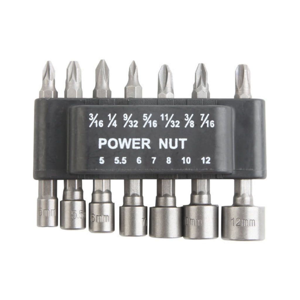 7Pcs Hexagonal Shank Power Nut Driver Drill Bit Set Socket Bit Adapter ...