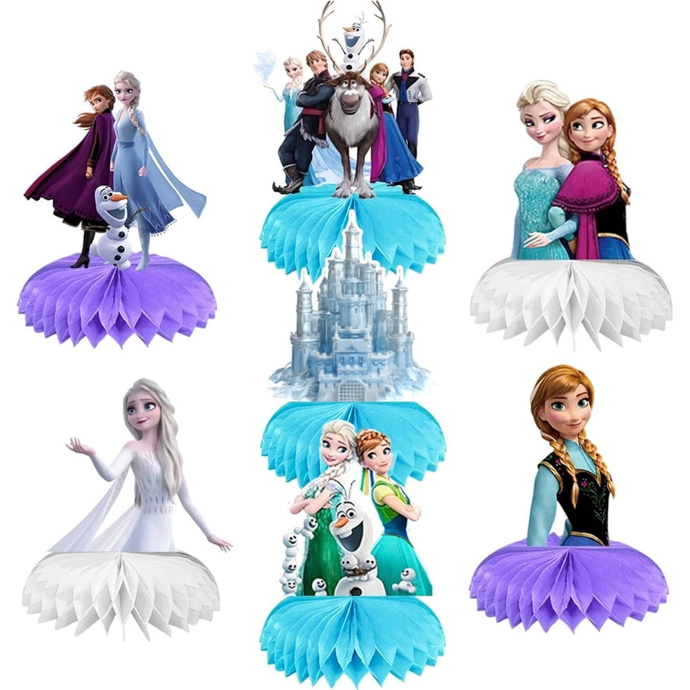 7Pcs Honeycomb Centerpieces for Elsa Princess Party Supplies, Double ...
