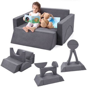 BENTISM Kids and Toddler Play Couch 15pcs Kids Sofa Couch Dutch Velvet ...