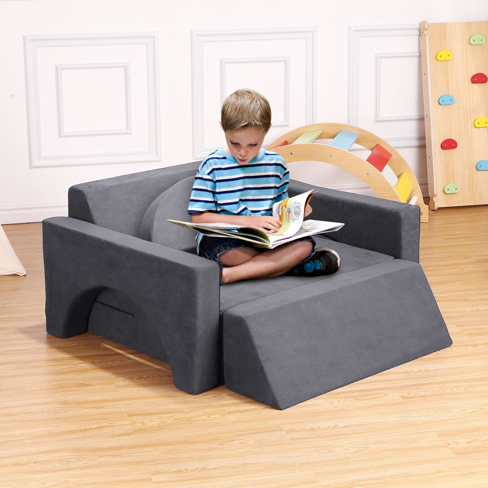7Pcs Kids Play Couch, Modular Kids Sofa Toddler Couch, Multifunctional ...