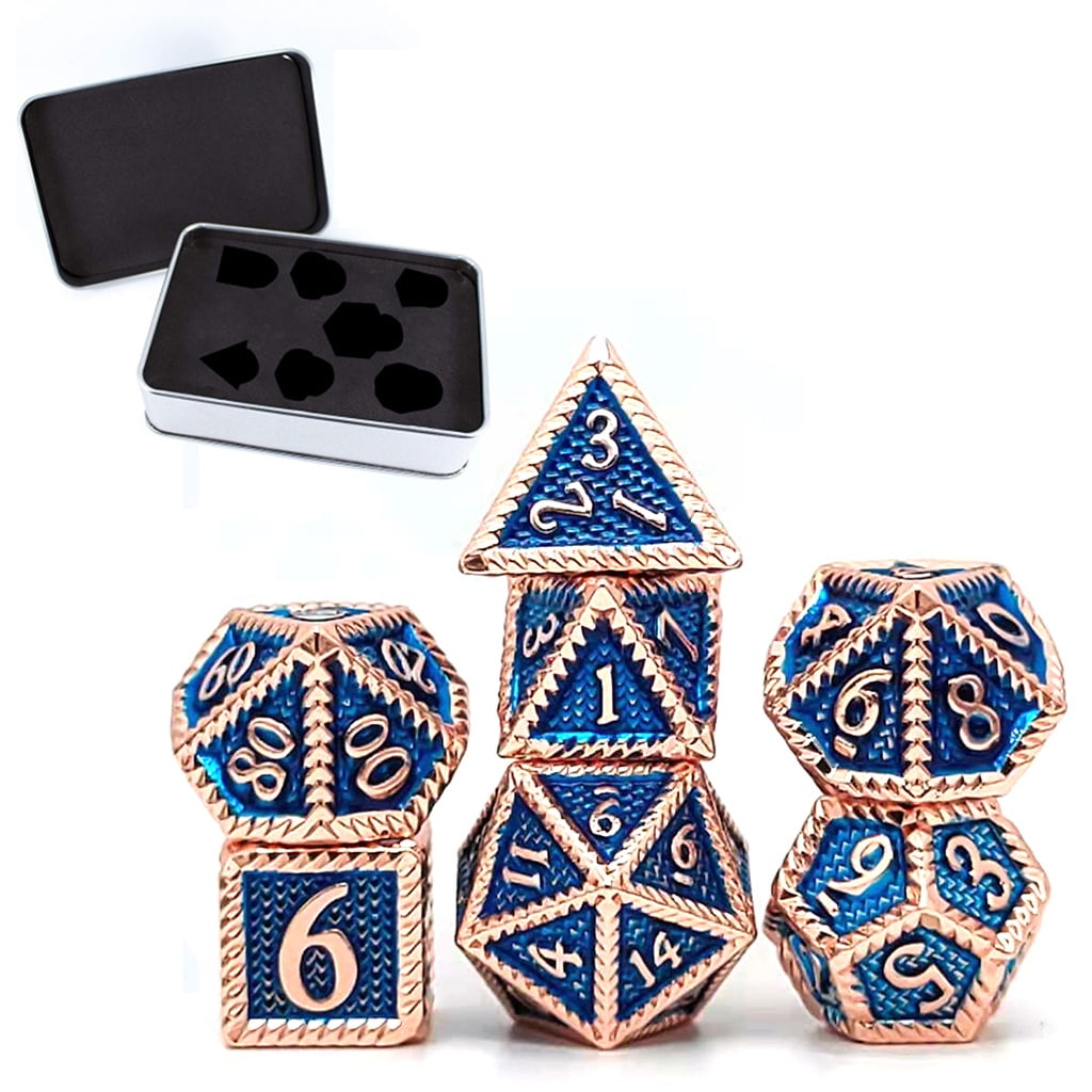 7Pcs Metal Dice Multi-faceted Dice Different Sizes Digital Number Dice ...