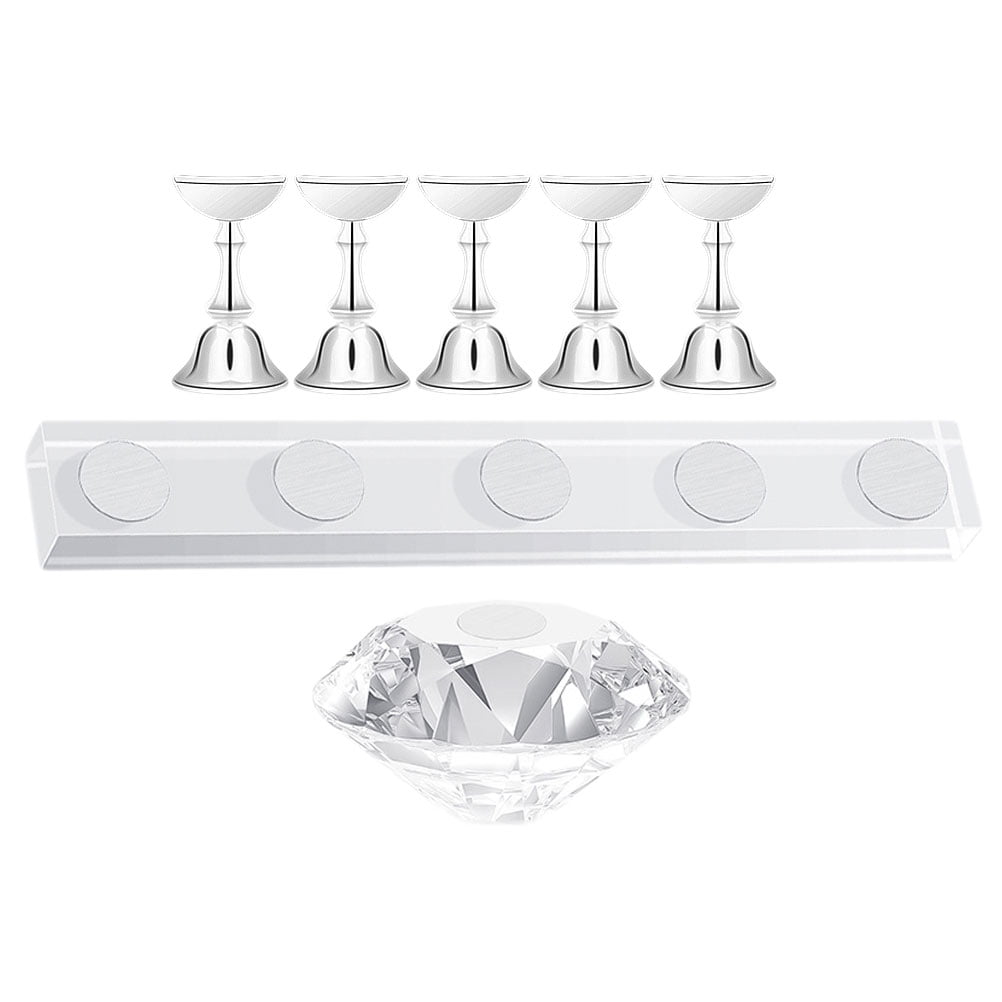 7Pcs Nail Checkerboard Acrylic Bracket Display Stand Practice Nail ...