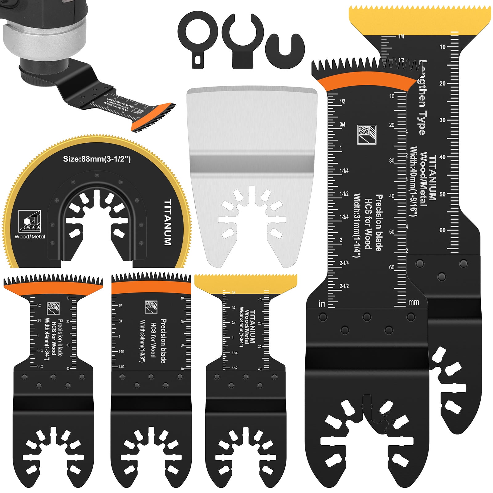7Pcs Oscillating Saw Blade Titanium Bimetal Oscillating Multitool Blade ...