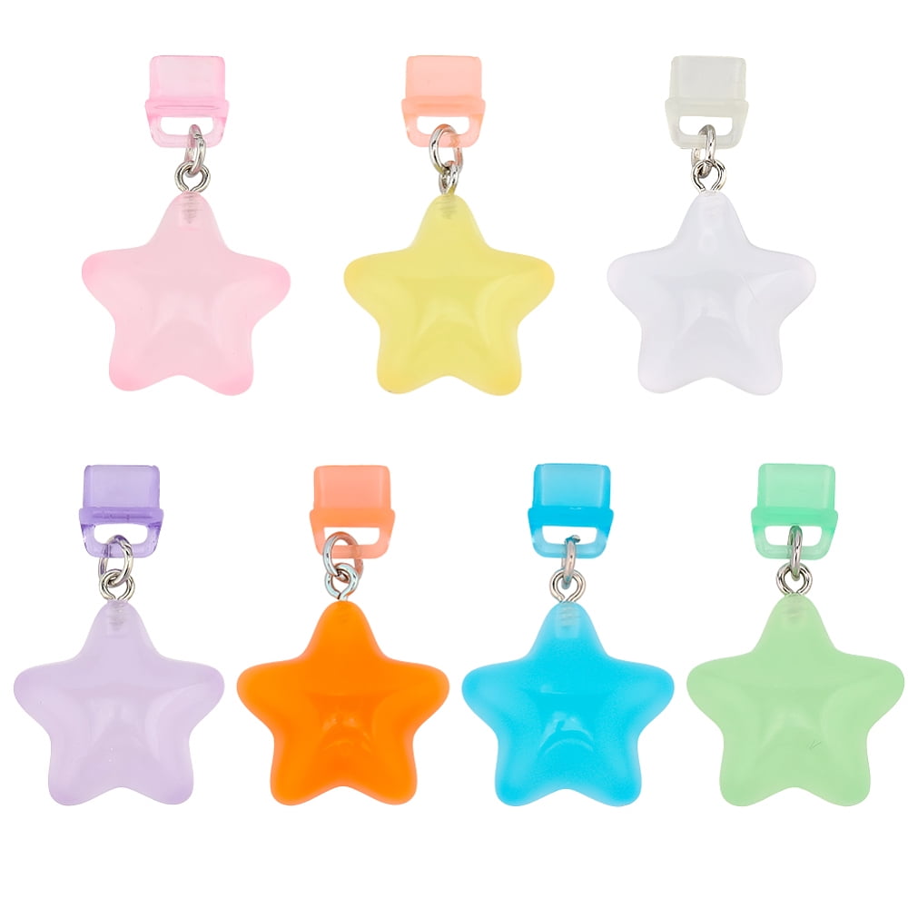 7Pcs PVC Plastic Mobile Dustproof Plugs with Resin Star Mixed Color ...