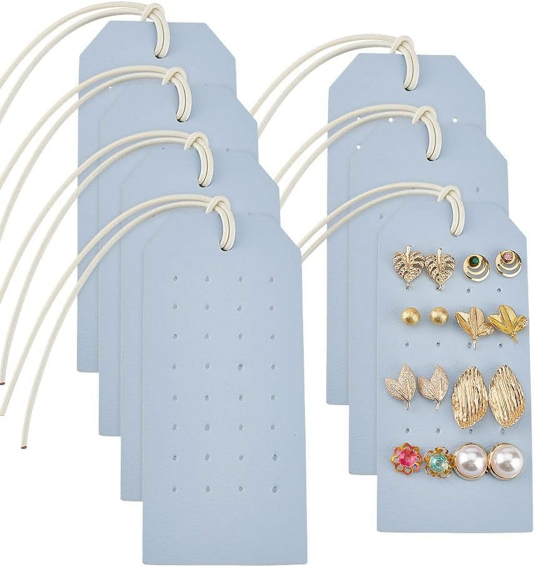 7Pcs Portable Leather Earring Holders Light Blue Pierced Earring ...