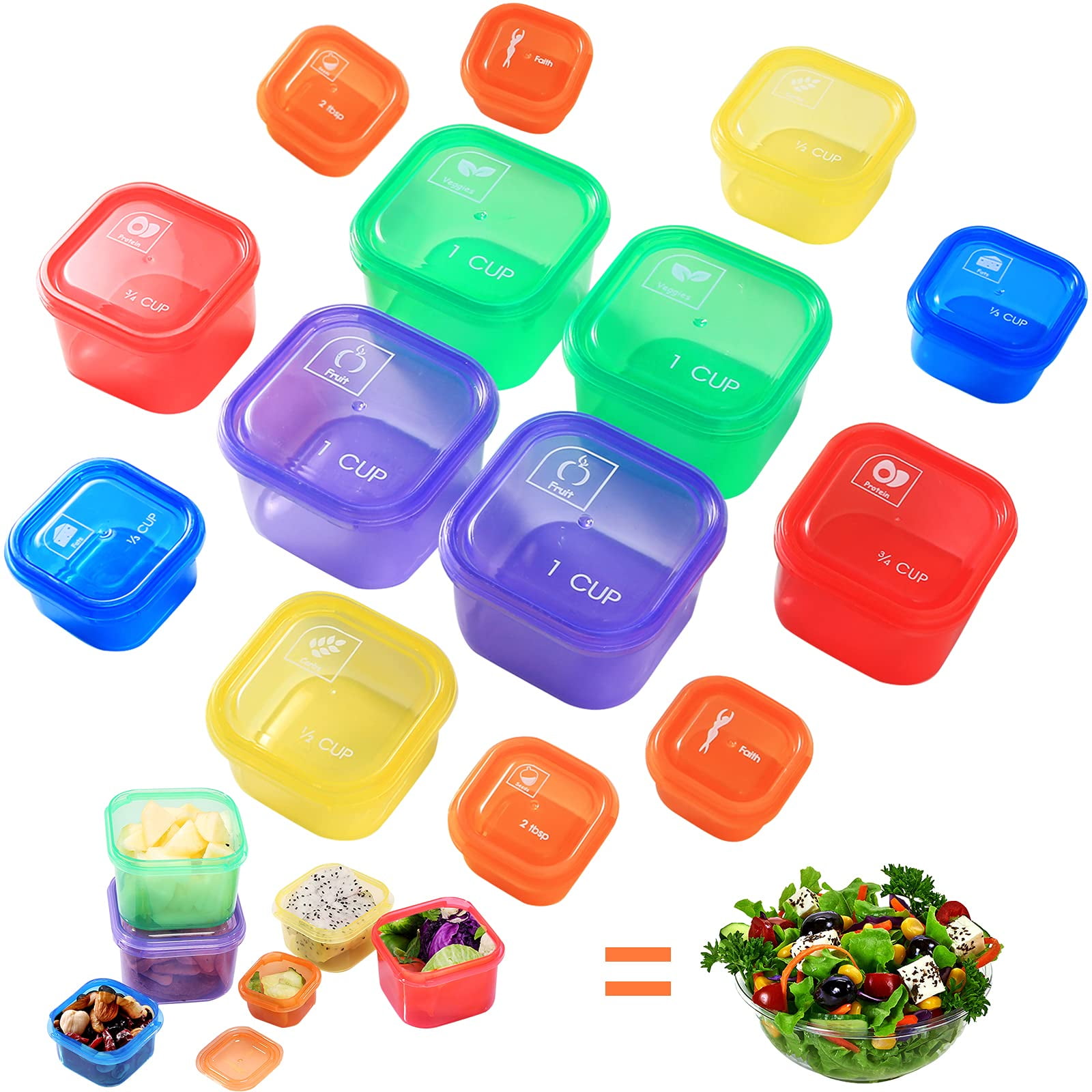 7Pcs Portion Control Container Kit,21 Day Fix Containers And Food Plan ...