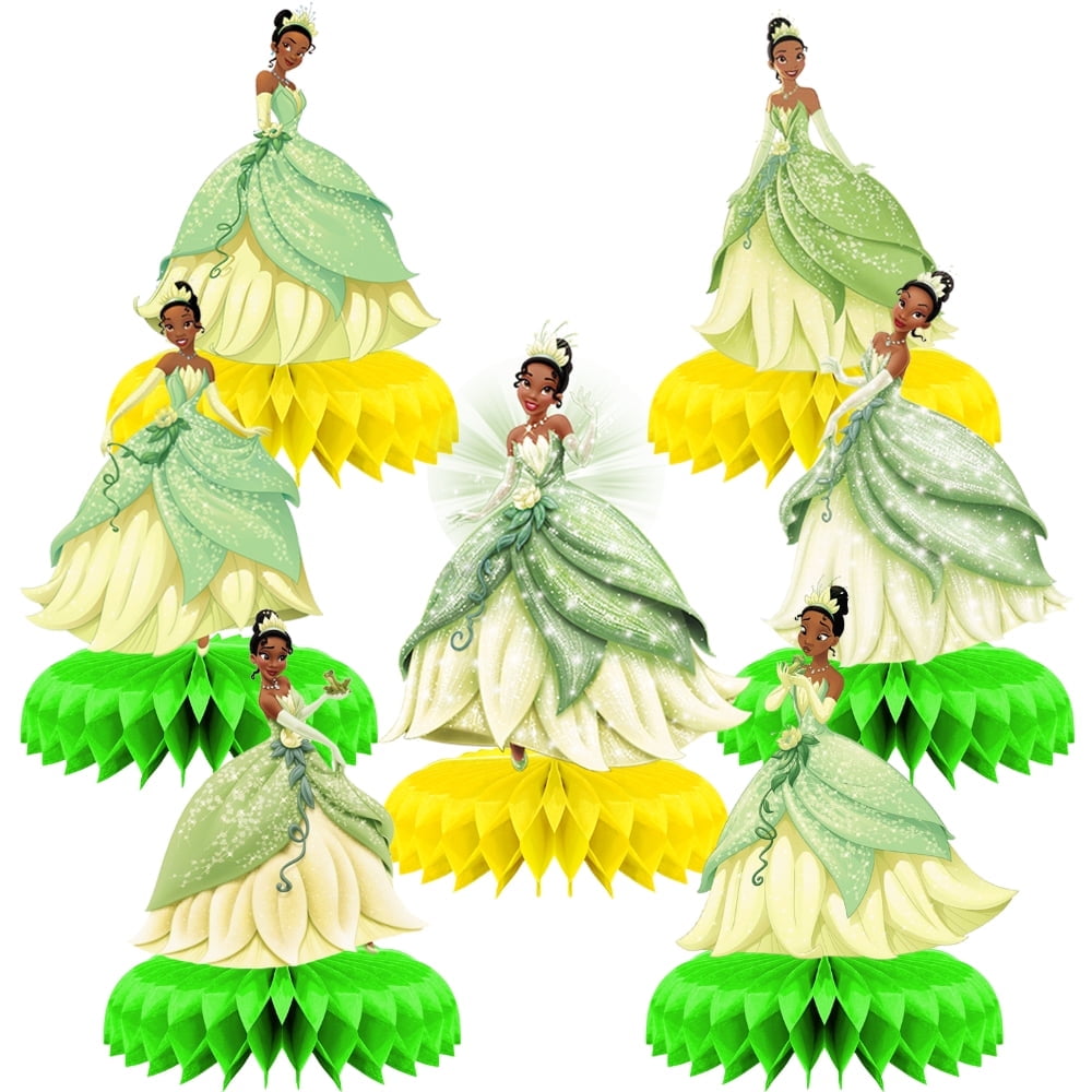 7Pcs Princess Tiana Theme 3D Double Side Honeycomb Centerpieces Table ...