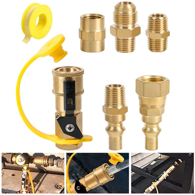 7Pcs RV Propane Quick Connect Fitting Adter 1/4" NPT & 3/8" Flare Quick ...
