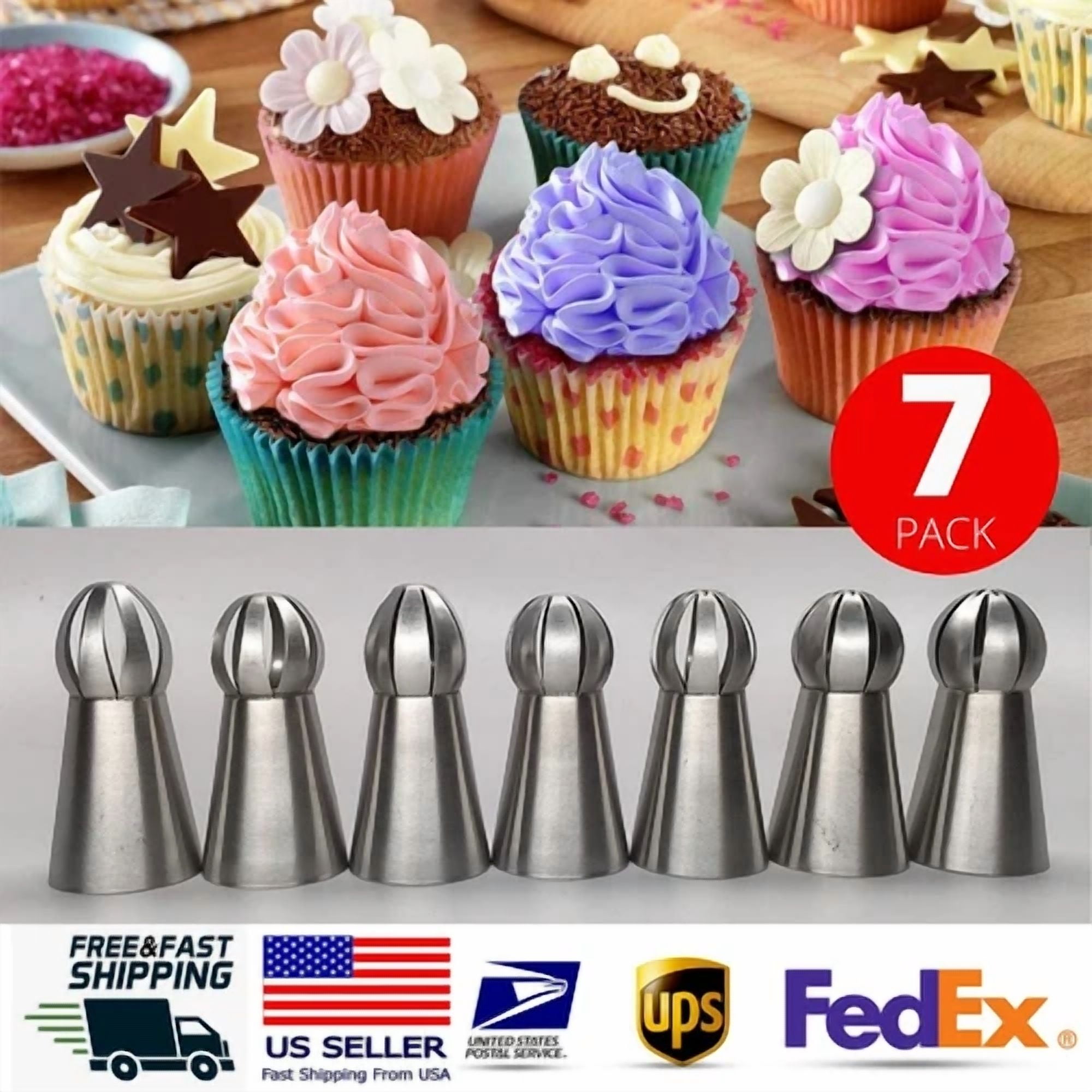 7Pcs Russian Ball Piping Nozzle Sphere Icing Tips Cake Pastry ...