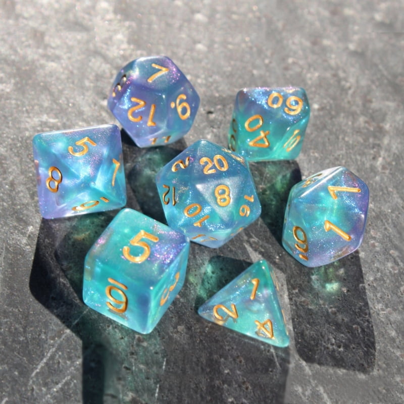 7Pcs/Set Blue Starry Sky Dice for DND Dungeons and Dragons Table Games ...