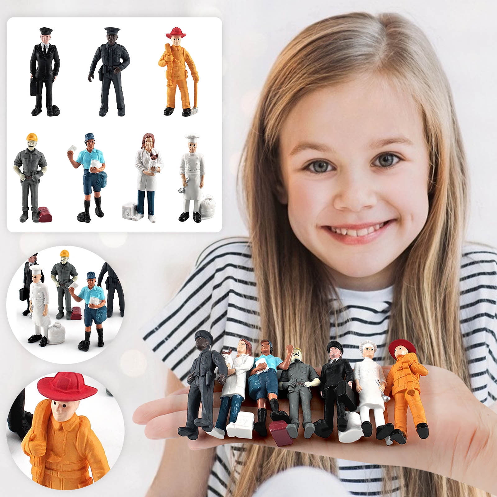 7Pcs/Set Decorative Colorful Baker Policeman Figurine Hand Painted ...