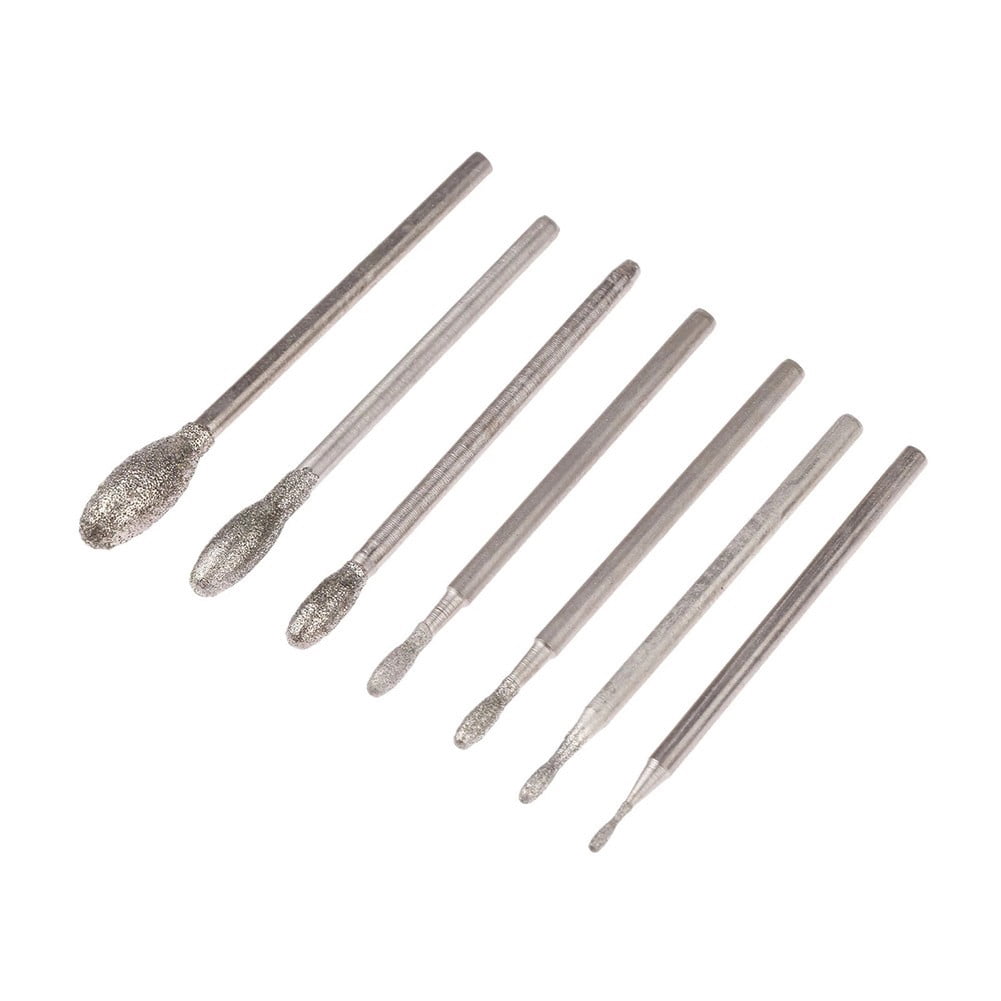 7Pcs/Set Oval Diamond Grinding Head Burrs Bits 2.35mm Shank Carving ...