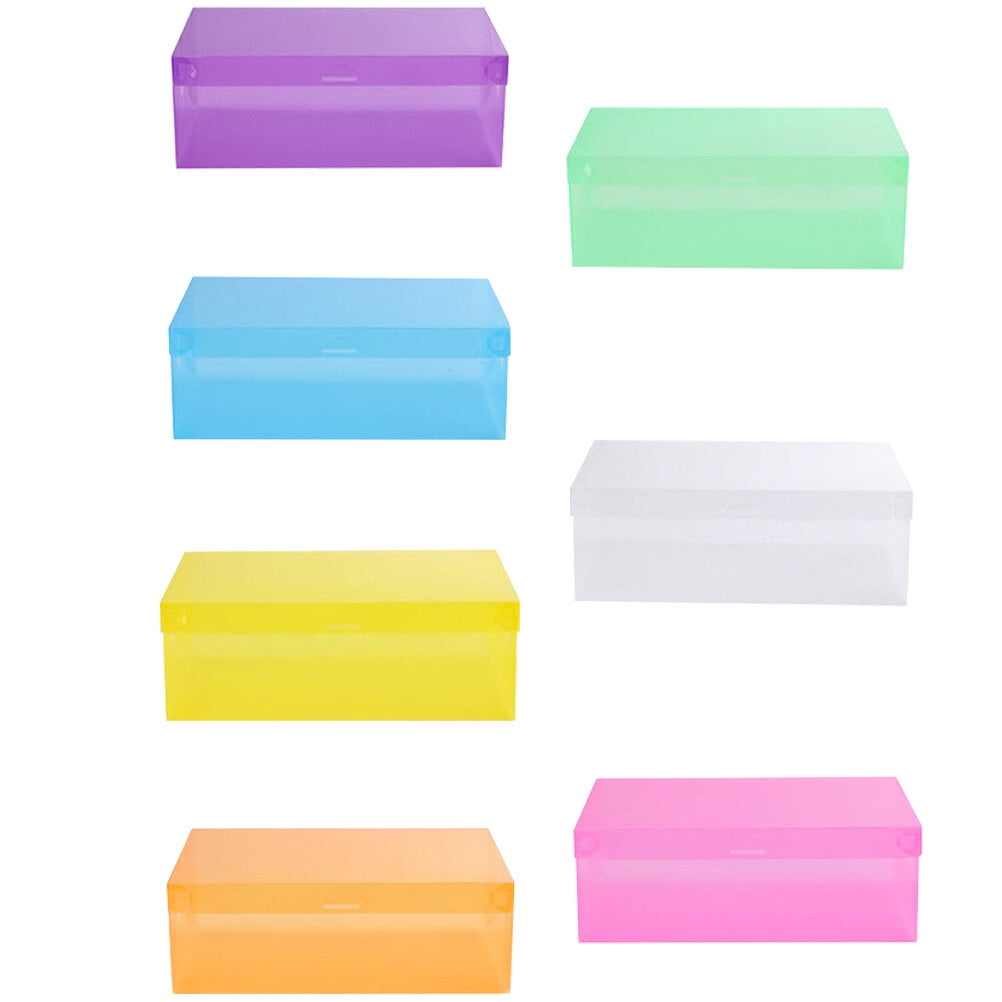 7pcs Shoe Storage Boxes Stackable Folding Plastic Shoe Boxes Household Shoe Containers