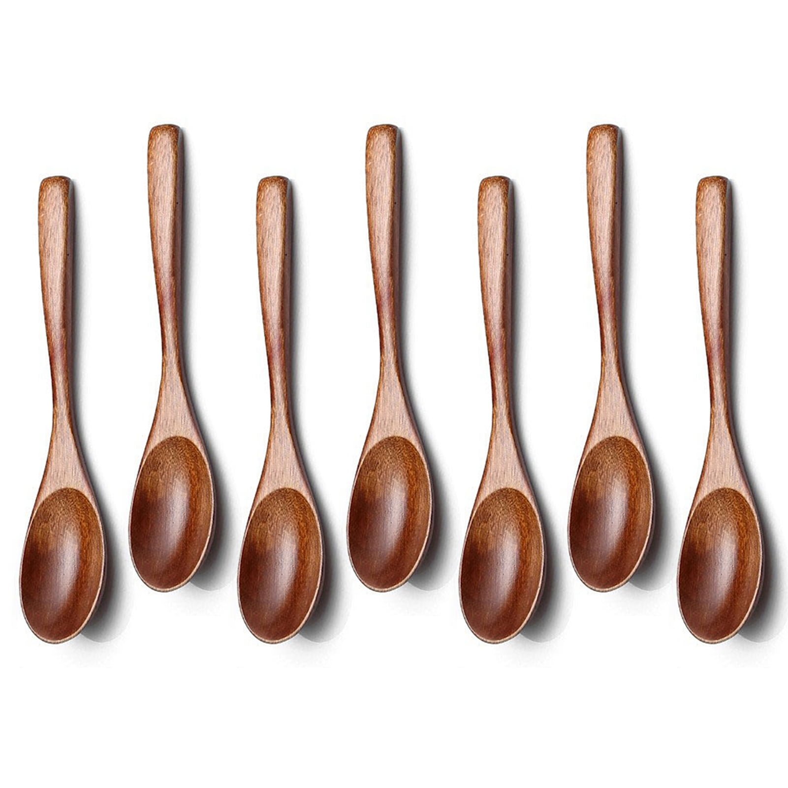 7Pcs Small Wooden Spoons Set - Eco-Friendly, Long Handle, Mini Table ...
