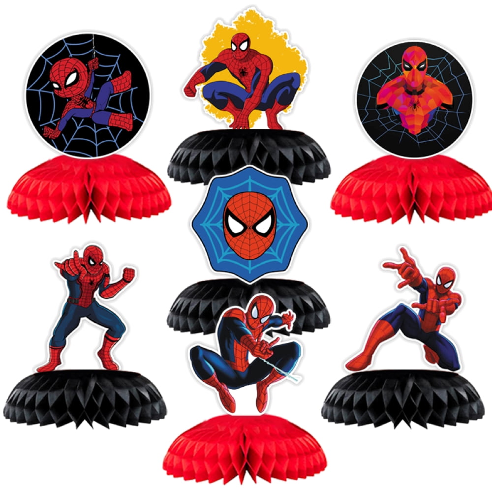 7Pcs Spider Theme 3D Double Side Honeycomb Centerpieces Table Toppers ...