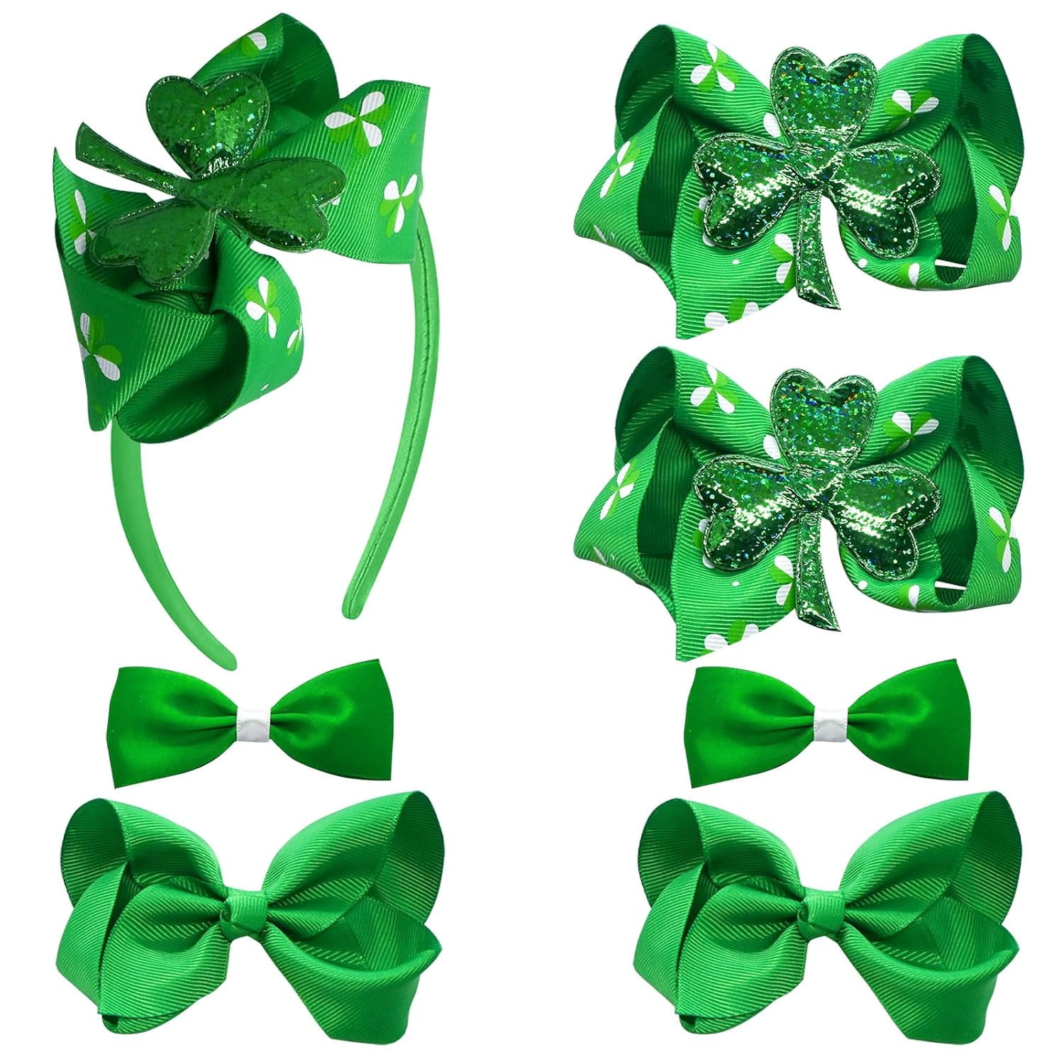 7Pcs St. Patrick's Day Hair Bows Clips for Girls Alligator Clips ...