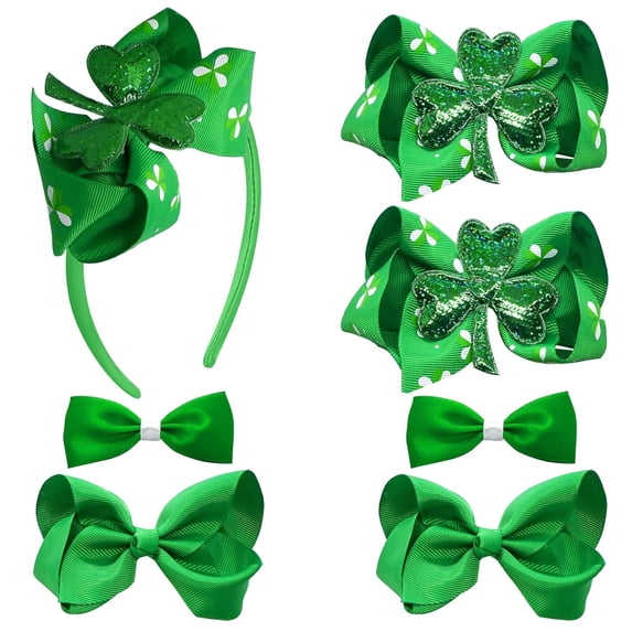 7Pcs St. Patrick's Day Hair Bows Clips for Girls Alligator Clips ...