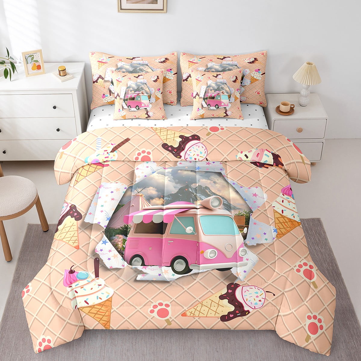 7Pcs Summer Camping Comforter Set King Size, Rv Camper Bed in a Bag ...