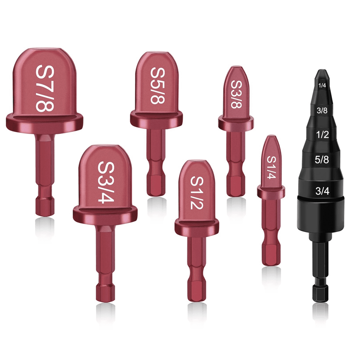7Pcs Swaging Tool Drill Bit Set,Pipe Expander Tool,1/4in, 3/8in,1/2in,5 ...