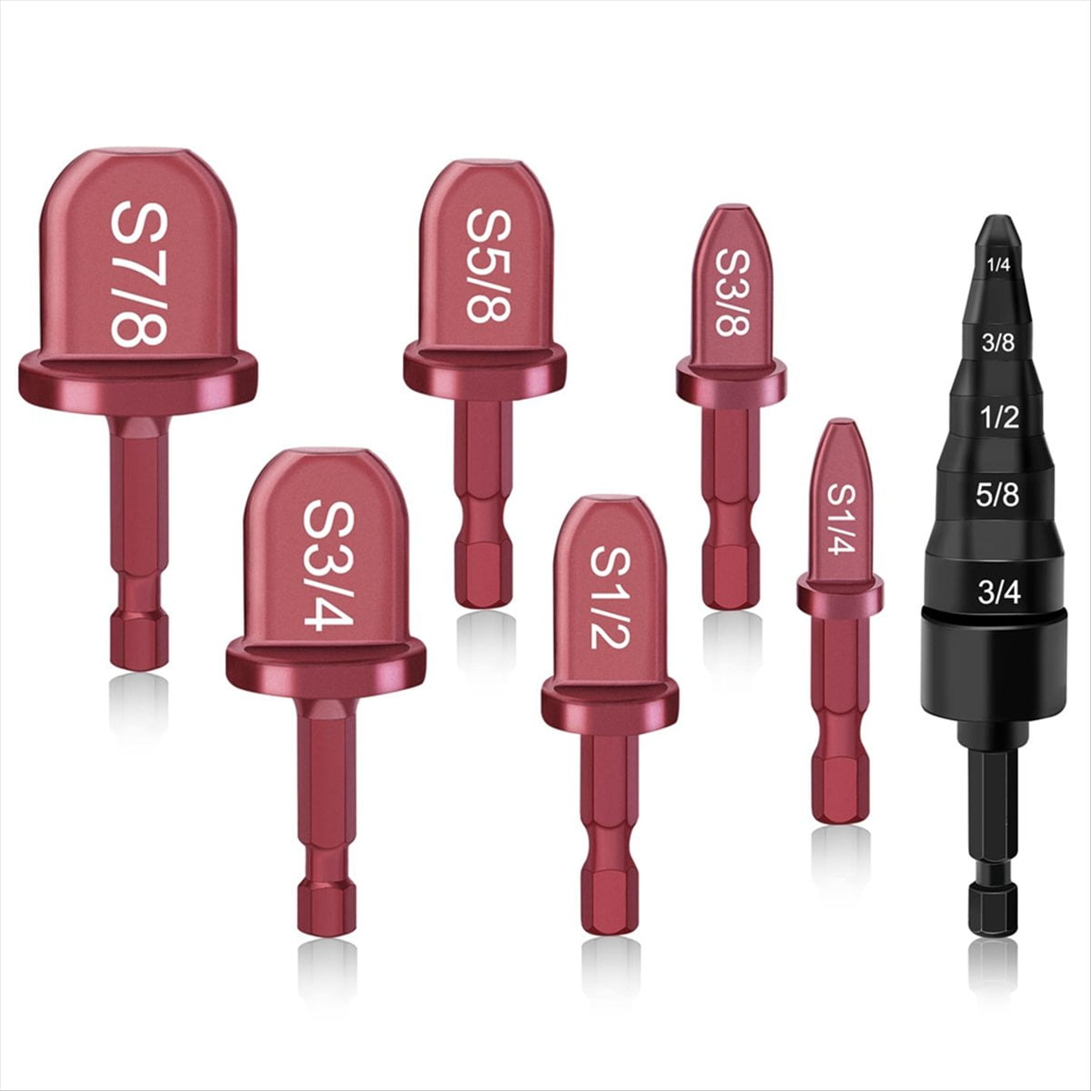 7Pcs Swaging Tool Drill Bit Set,Pipe Expander Tool,1/4in, 3/8in,1/2in,5/8in,3/4in,7/8in ...