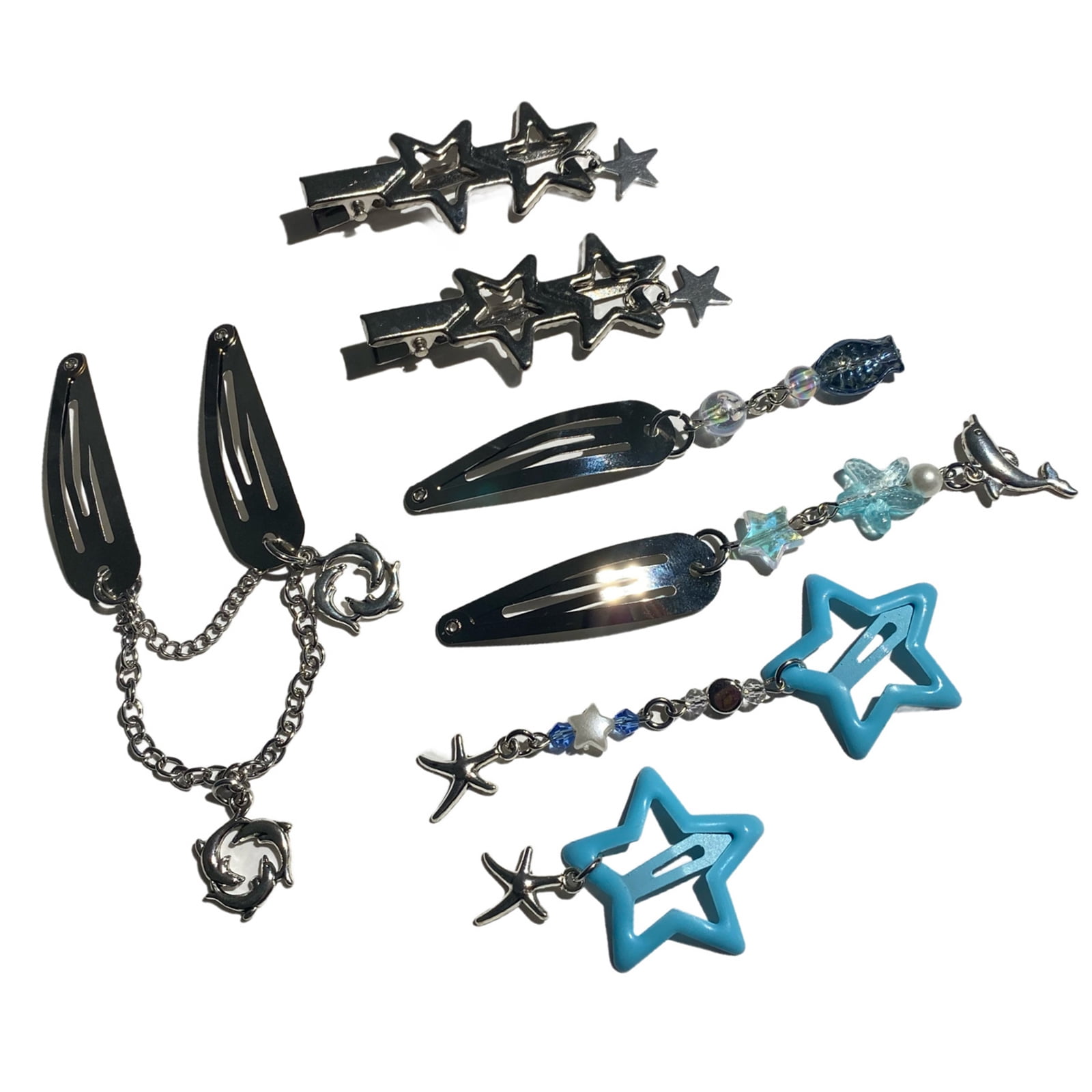 7Pcs Tassels Star Hairclip Creative Star Theme Chain Hair Clip Side Pin ...